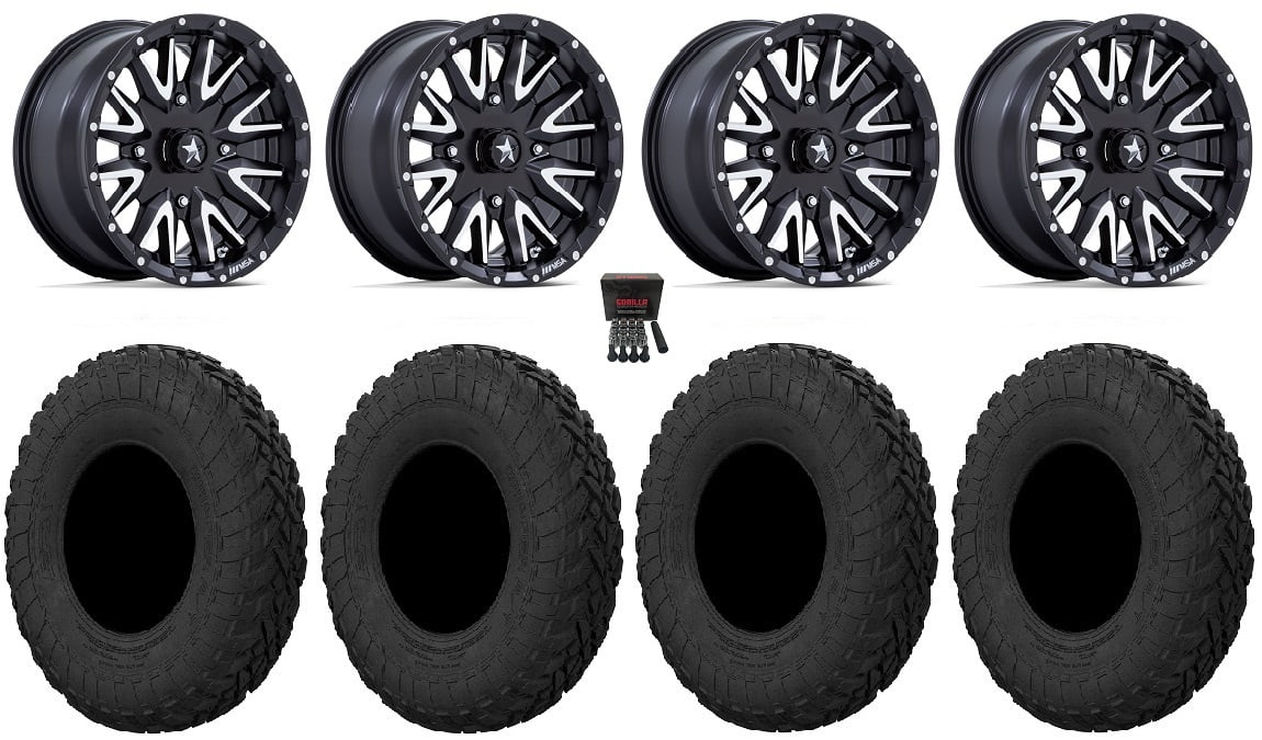 MSA Creed 15" Wheels Machined 33" Gripper R/T Tires Can-Am Maverick X3 ...