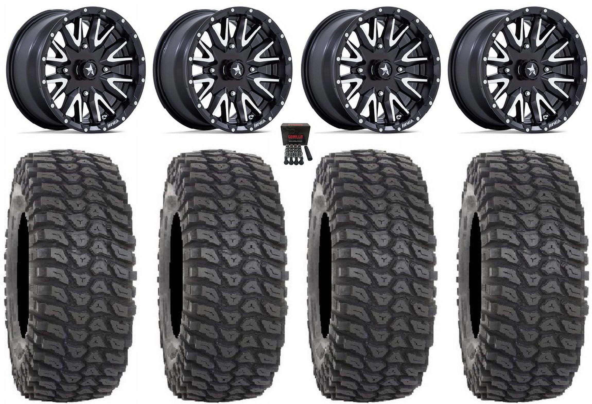 MSA Creed 15" Wheels Machined 33" XCR350 Tires Can-Am Maverick X3 ...