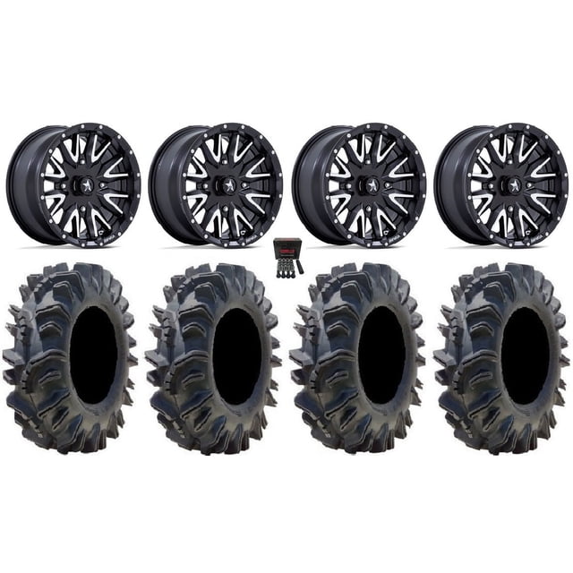 MSA Creed 15" Wheels Machined 34" Terminator Tires Kawasaki Mule Pro ...