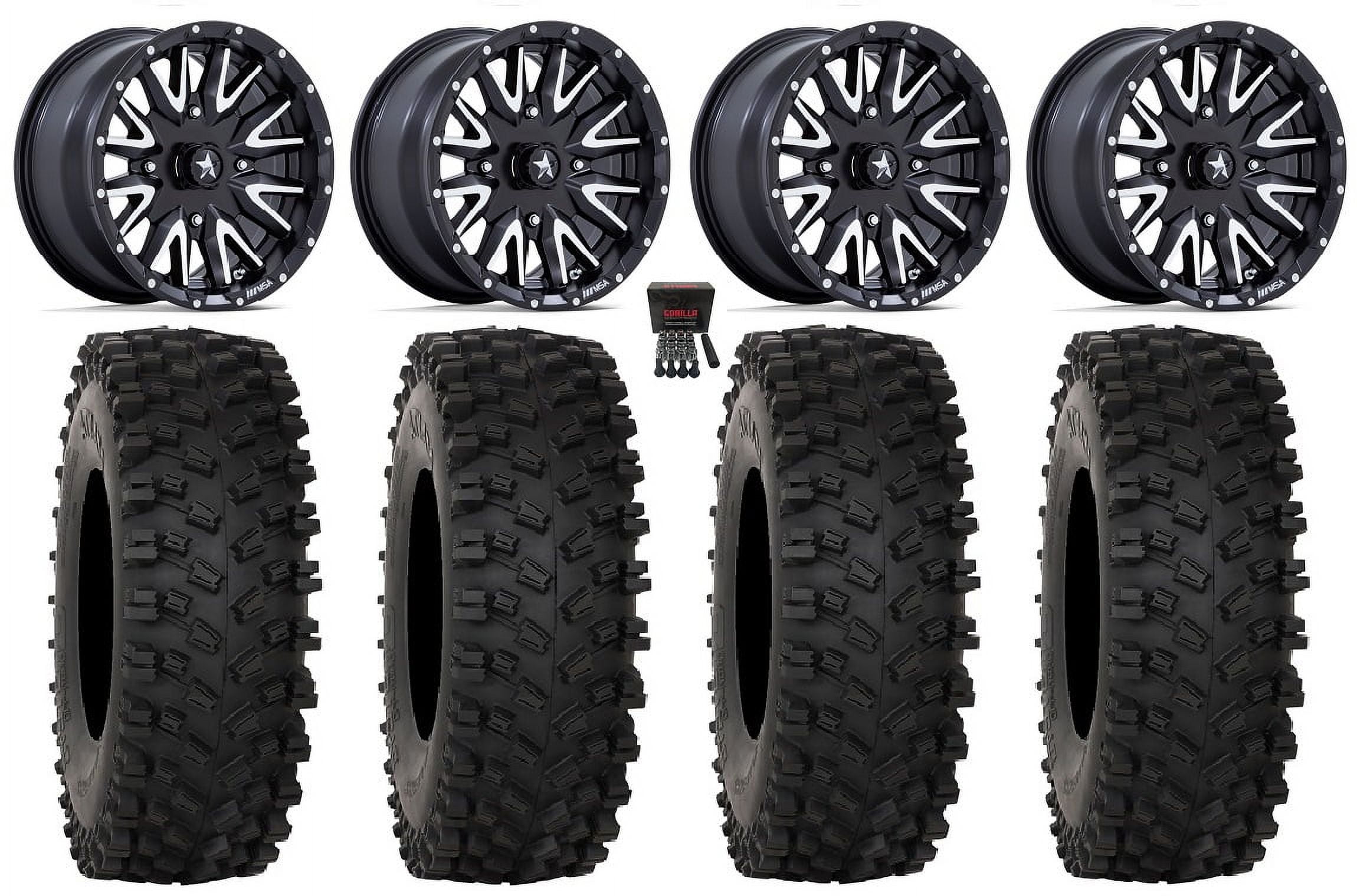 MSA Creed 15" Wheels Machined 35" ATX470 Tires Polaris RZR XP 1000 ...