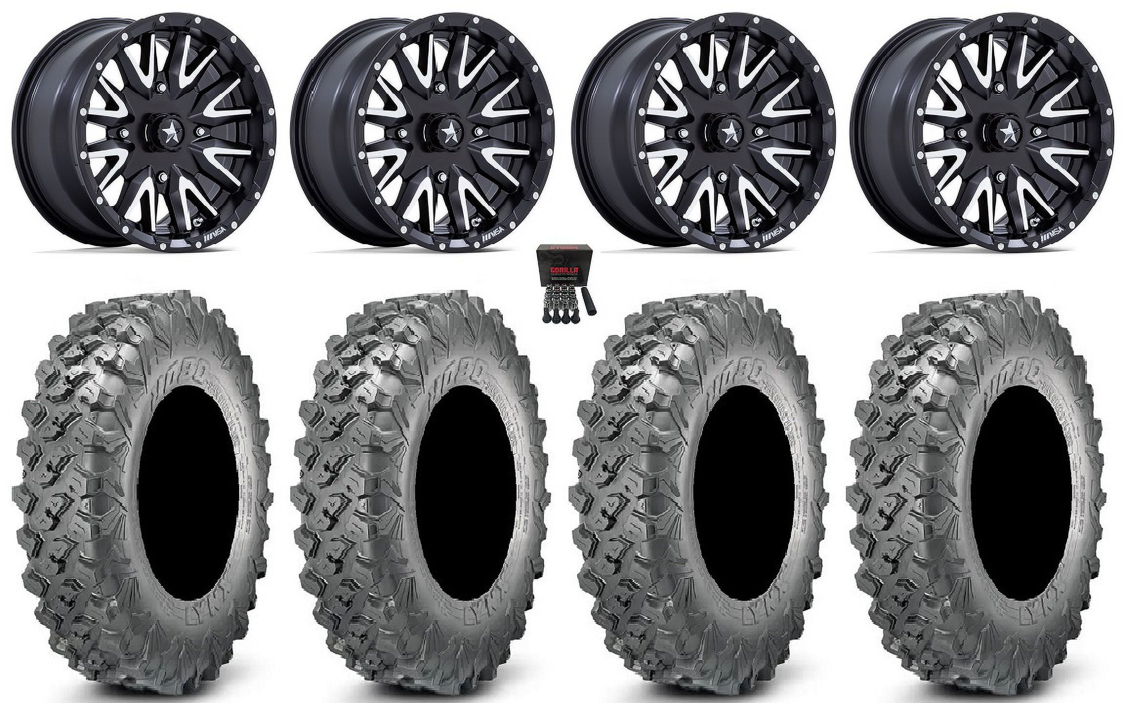 MSA Creed 15" Wheels Machined 35" Lynx SXS Tires Can-Am Commander ...