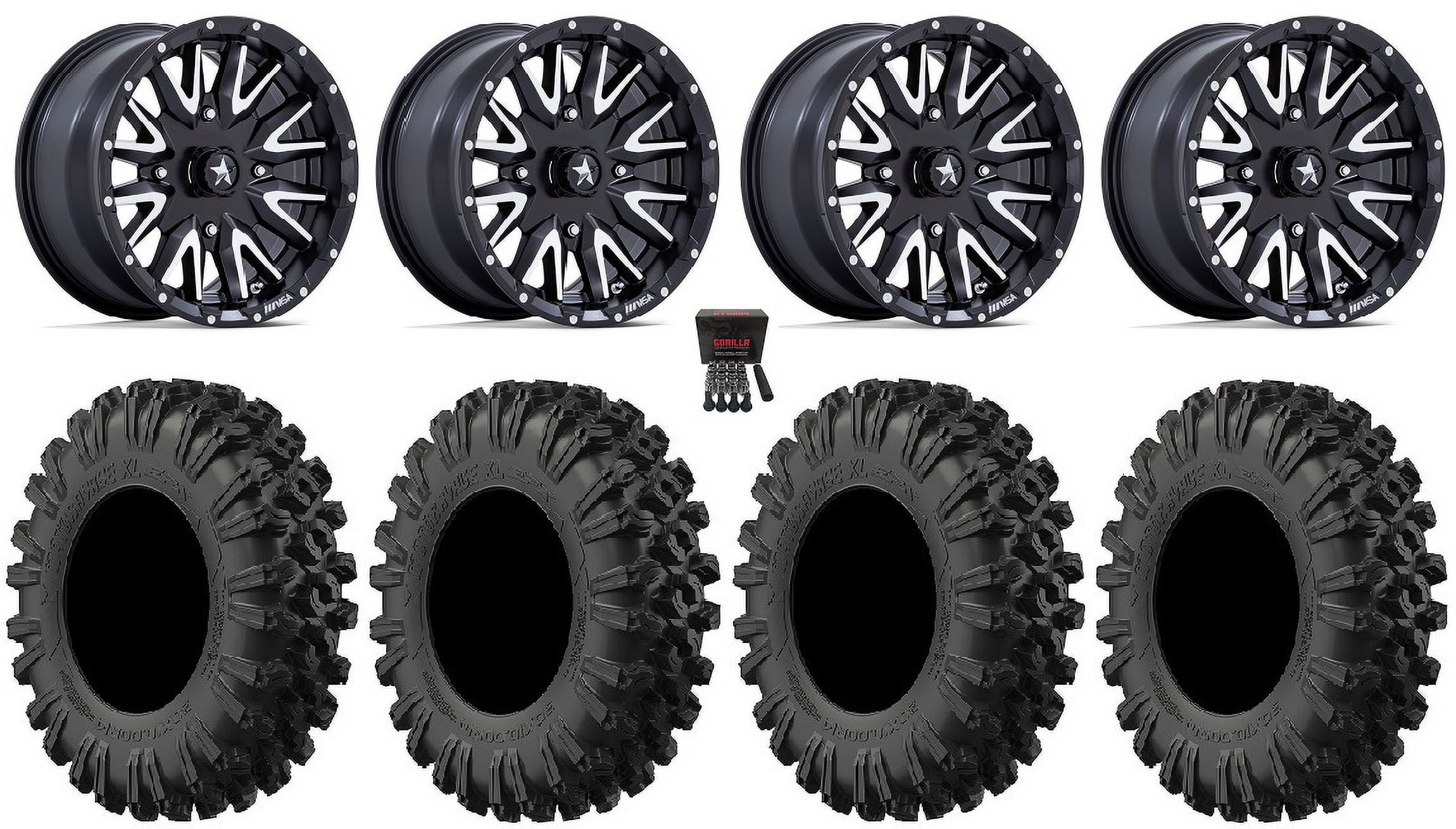 MSA Creed 15" Wheels Machined 35" MotoRavage XL Tires Can-Am Commander ...