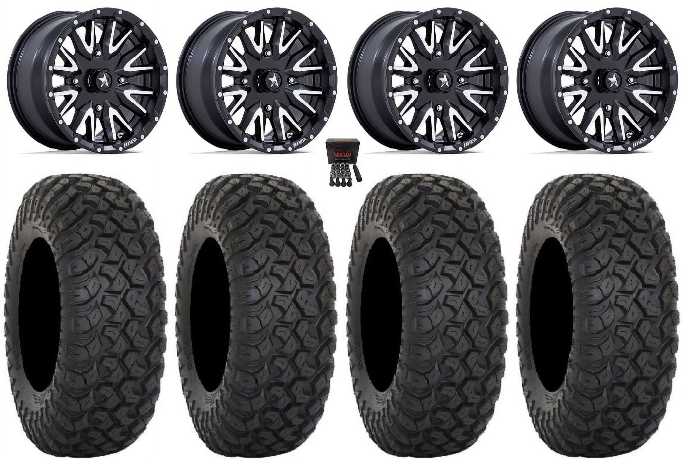 MSA Creed 15" Wheels Machined 35" RT320 Tires Sportsman RZR Ranger ...