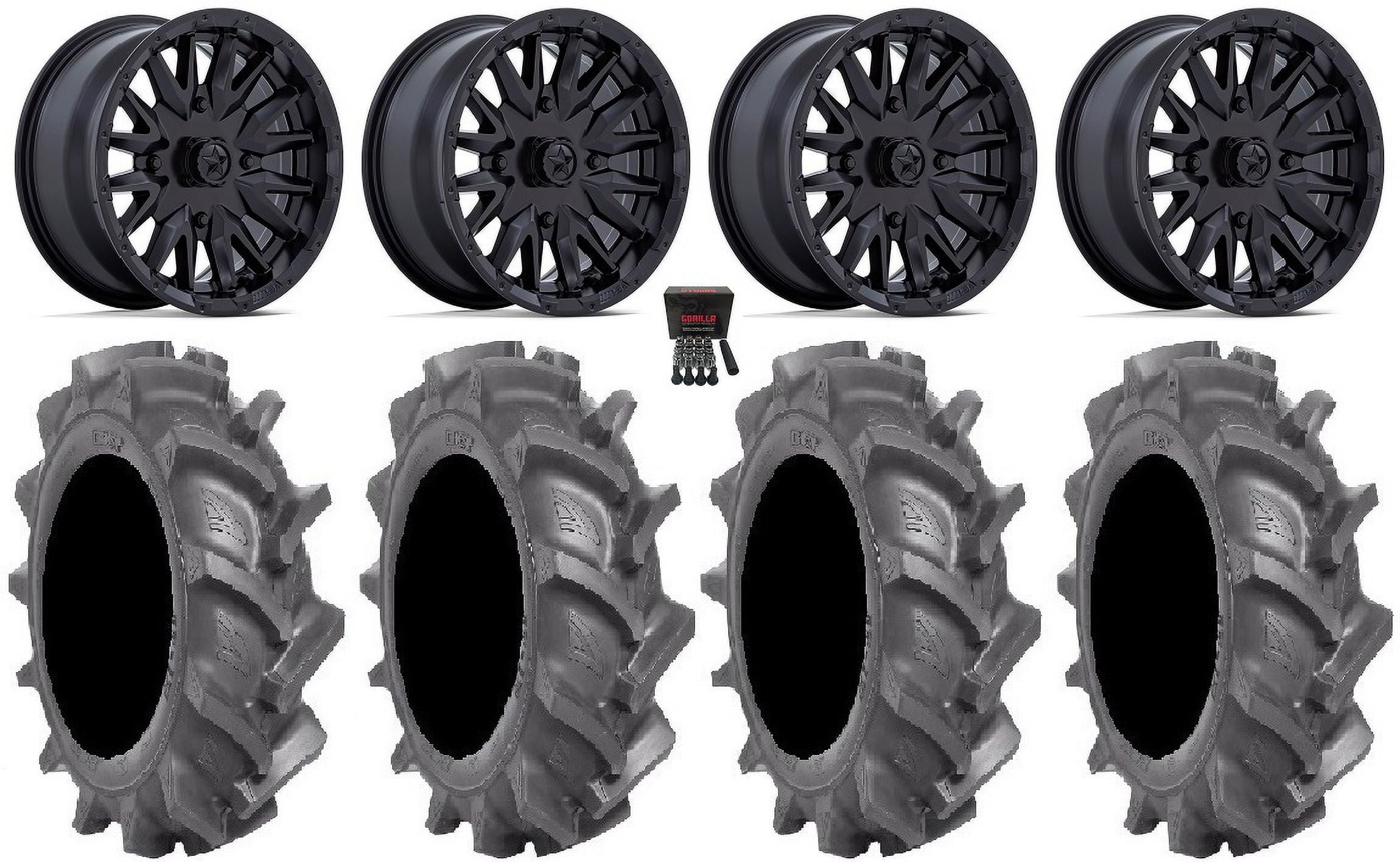 MSA Creed 16" Wheels Black 31" BKT AT 171 Tires Sportsman RZR Ranger ...