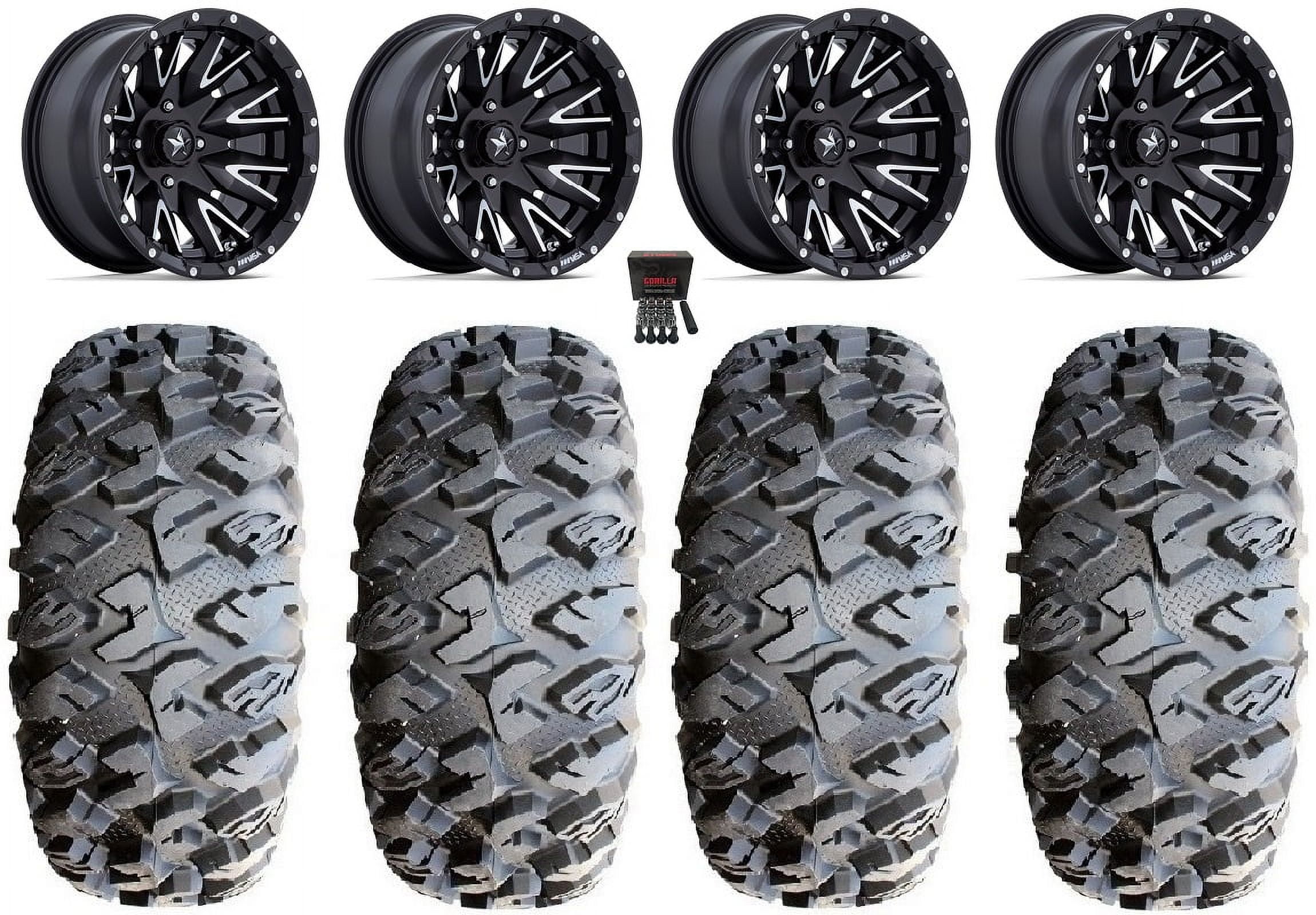 MSA Creed 16" Wheels Machined 29" MotoClaw Tires Honda Rincon Yamaha ...
