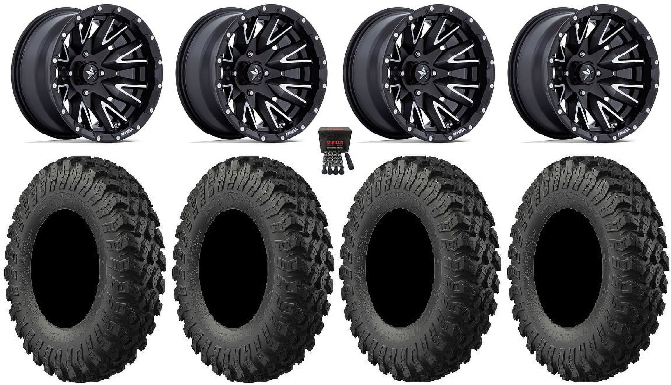 MSA Creed 16" Wheels Machined 30" MotoRally Tires Sportsman RZR Ranger ...