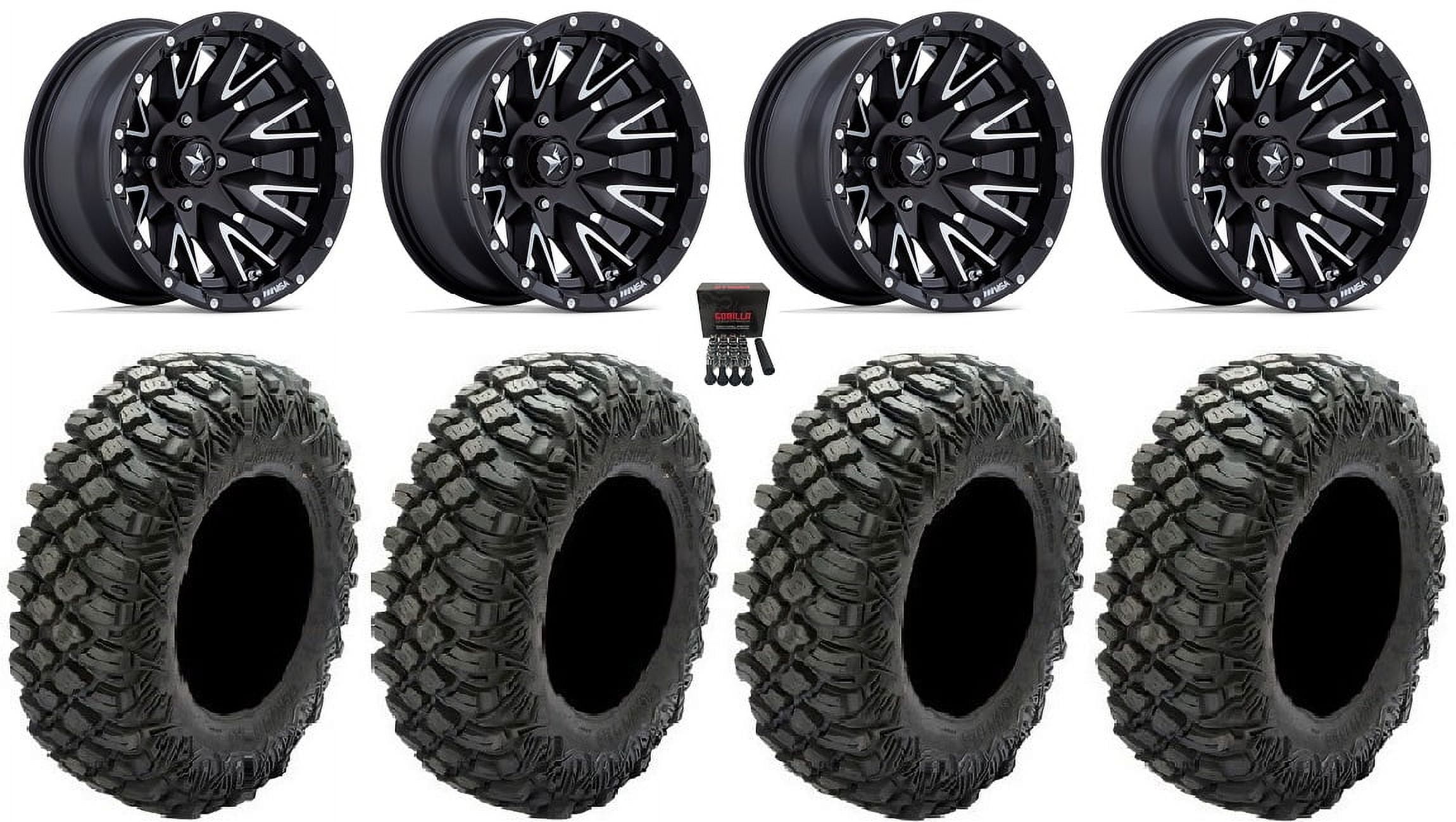 MSA Creed 16" Wheels Machined 33" Crawler XG Tires Sportsman RZR Ranger ...