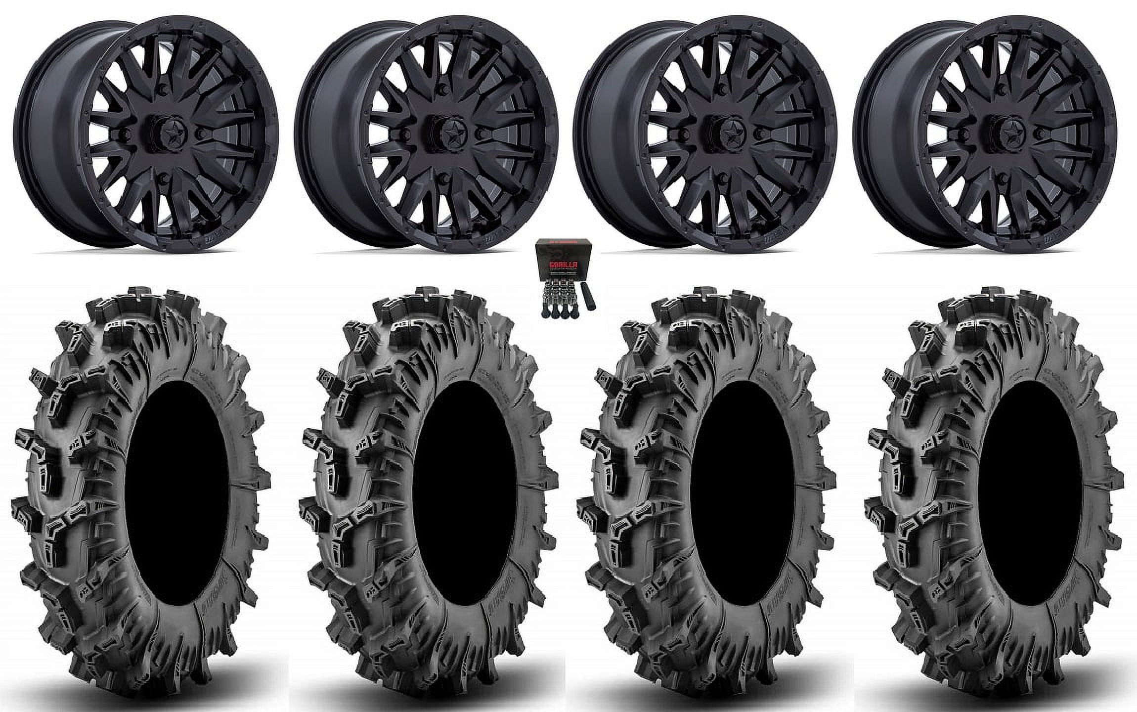 MSA Creed 24" Wheels Black 44" Terminator Max Tires Can-Am Commander ...