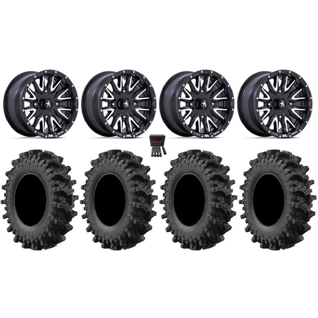 MSA Creed 24" Wheels Machined 35" MotoSlayer Tires Can-Am Commander ...