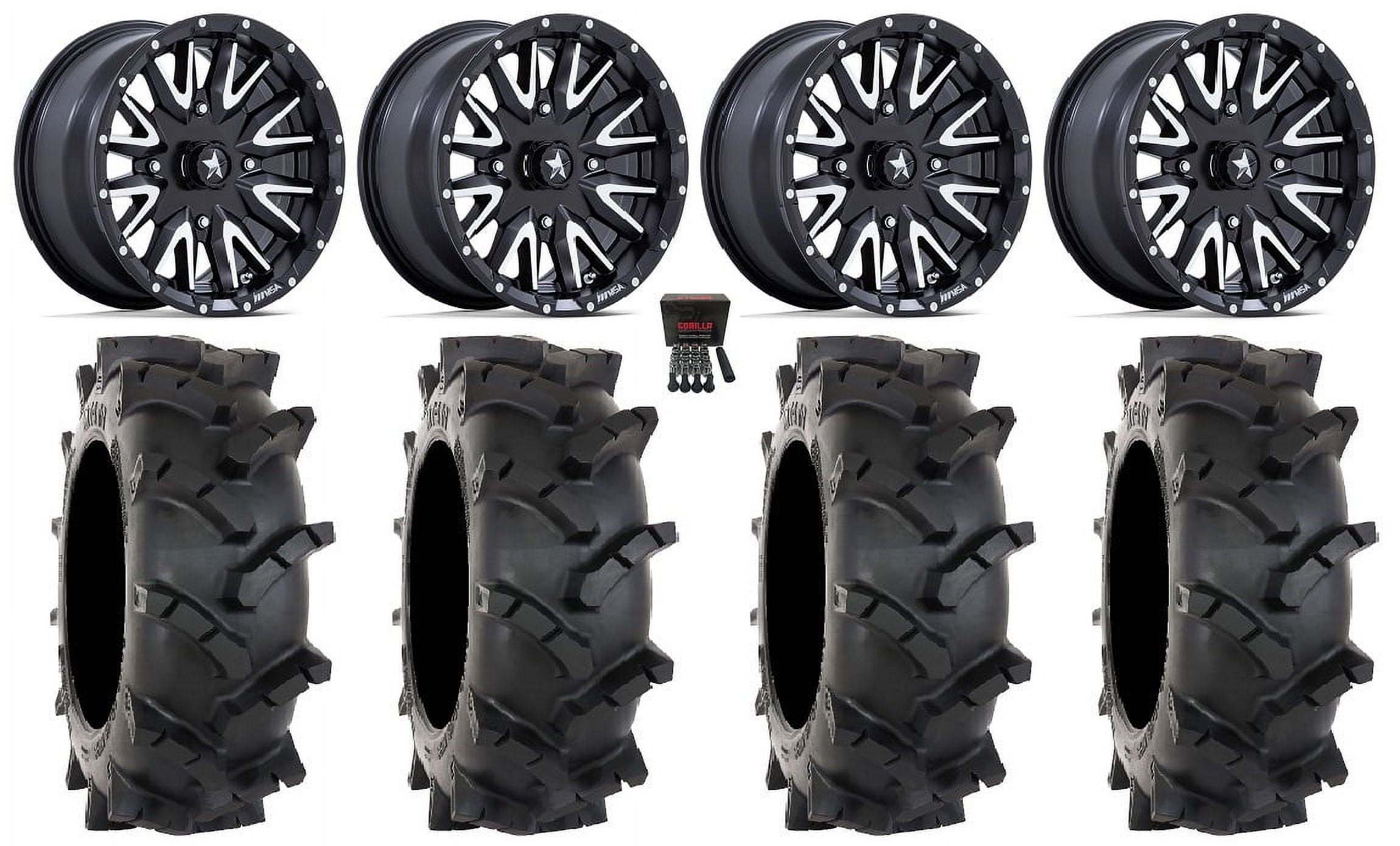 MSA Creed 24" Wheels Machined 40" MT410 Tires Can-Am Commander Maverick ...