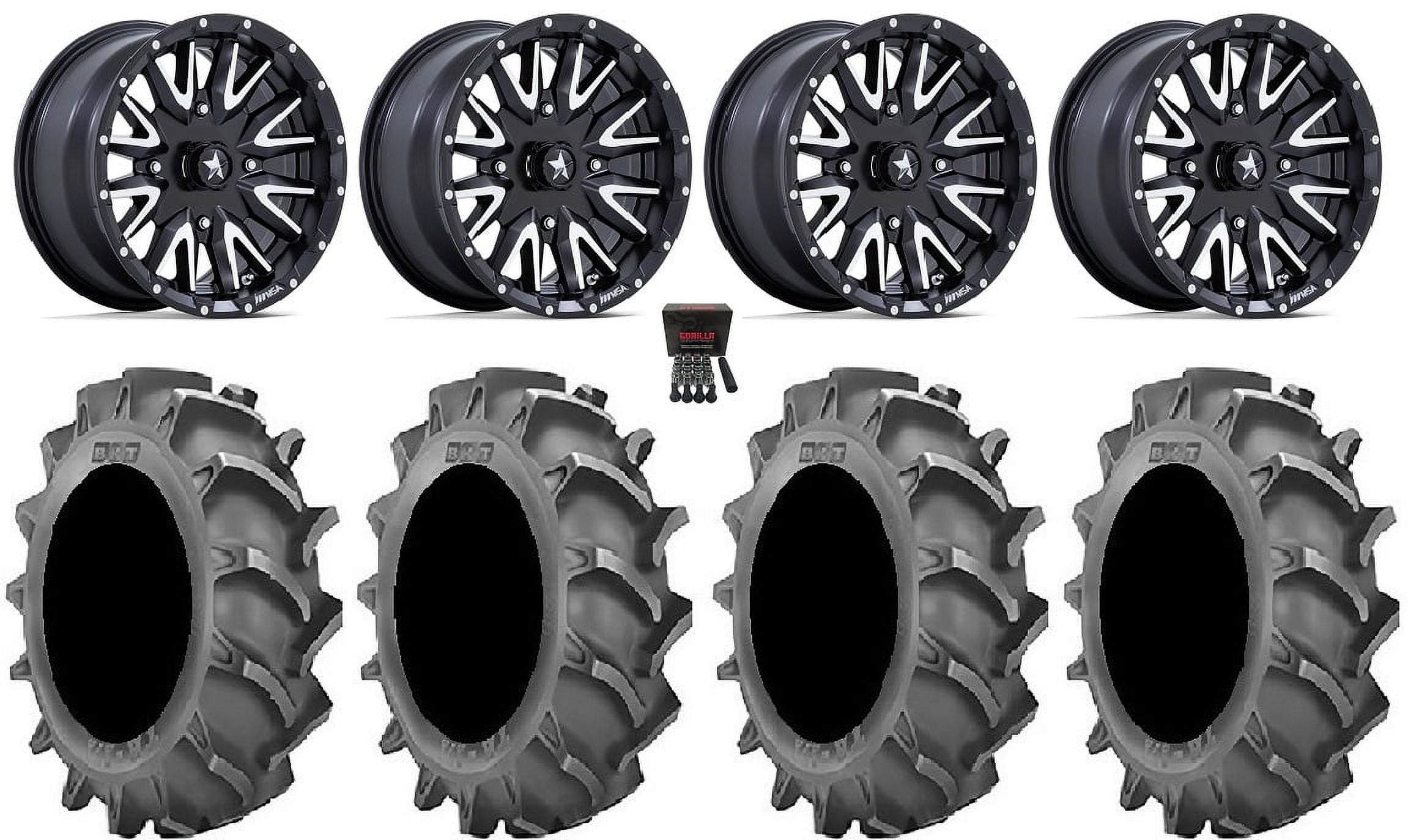 MSA Creed 24" Wheels Machined 42x9.5 BKT 171 Tires Sportsman RZR Ranger ...