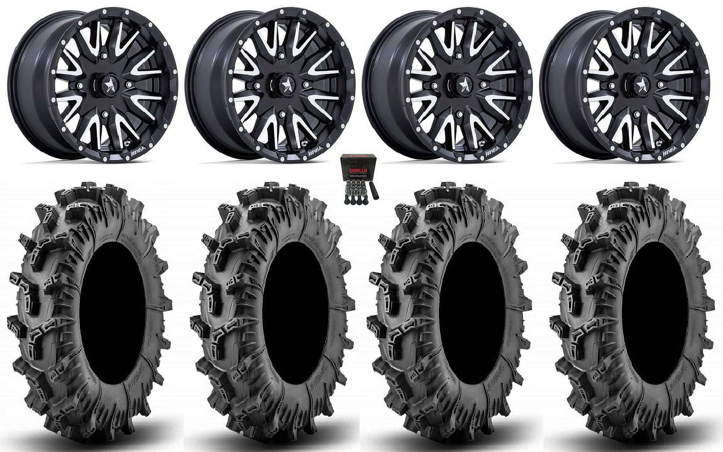 MSA Creed 24" Wheels Machined 44" Terminator Max Tires Can-Am Commander ...