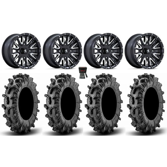 MSA Creed 24" Wheels Machined 44" Terminator Max Tires Sportsman RZR ...