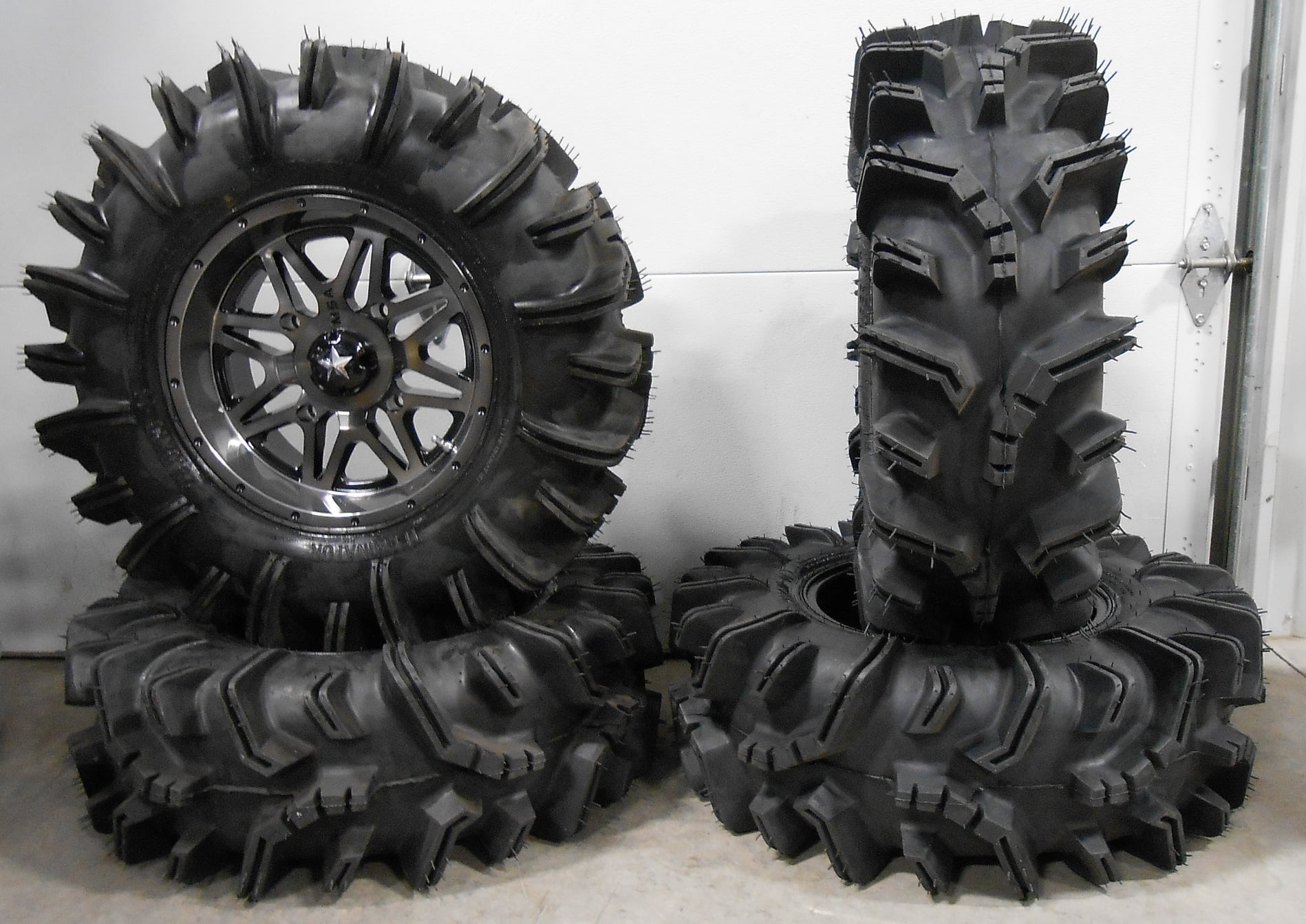 MSA Dark Tint Vibe 14" ATV Wheels 29.5" Terminator Tires Can-Am ...