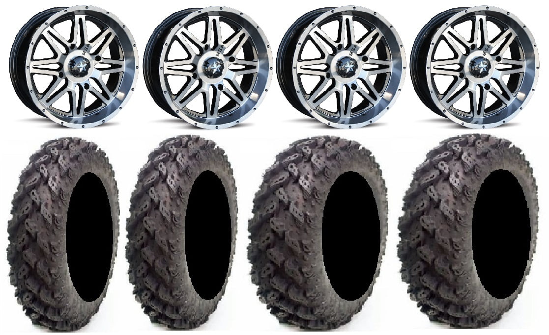 MSA Dark Tint Vibe 14" UTV Wheels 27" Reptile Tires Polaris RZR XP 1000 / PRO XP / Ranger XP 900 ...