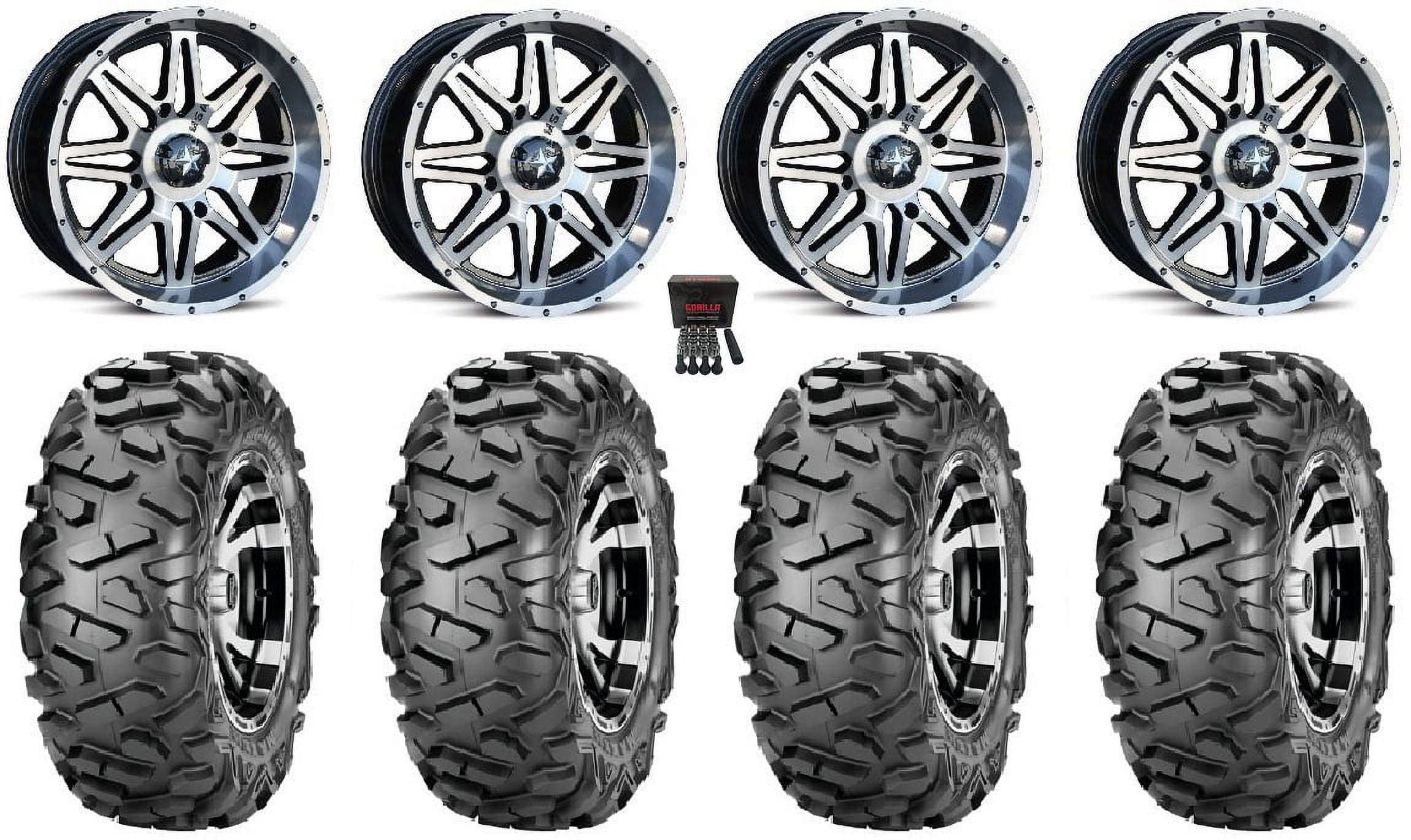 MSA Dark Tint Vibe 14" UTV Wheels 28" BigHorn Tires Yamaha Viking Wolverine YXZ1000R CFMoto ...