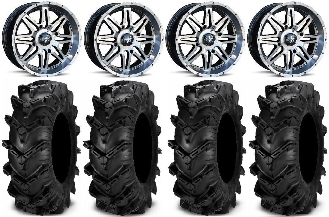 MSA Dark Tint Vibe 14" UTV Wheels 28" Cryptid Tires Polaris RZR XP 1000 / PRO XP / Ranger XP 900 ...