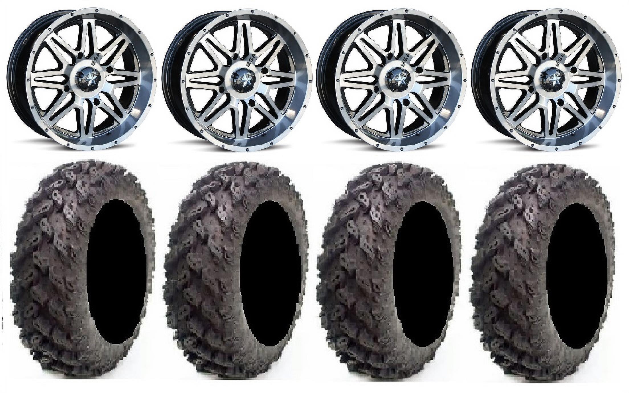 MSA Dark Tint Vibe 14" UTV Wheels 28" Reptile Tires Yamaha Viking ...