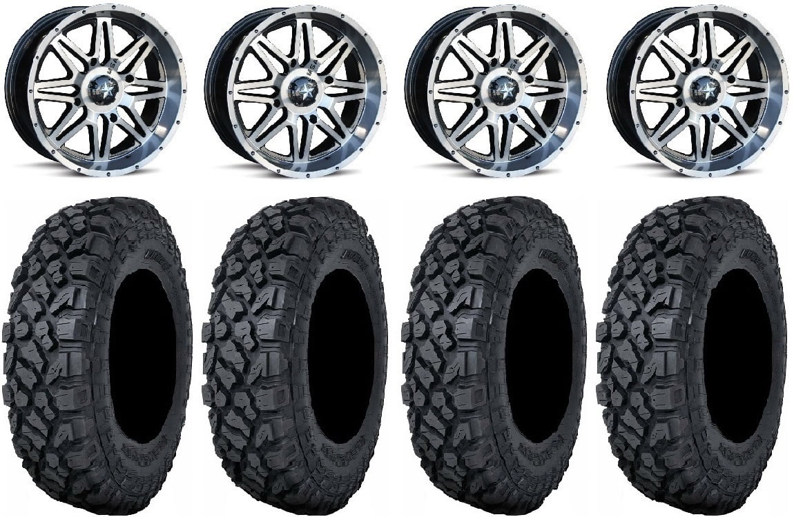 MSA Dark Tint Vibe 14" UTV Wheels 30" Klever X/T Tires Honda Pioneer - Walmart.com