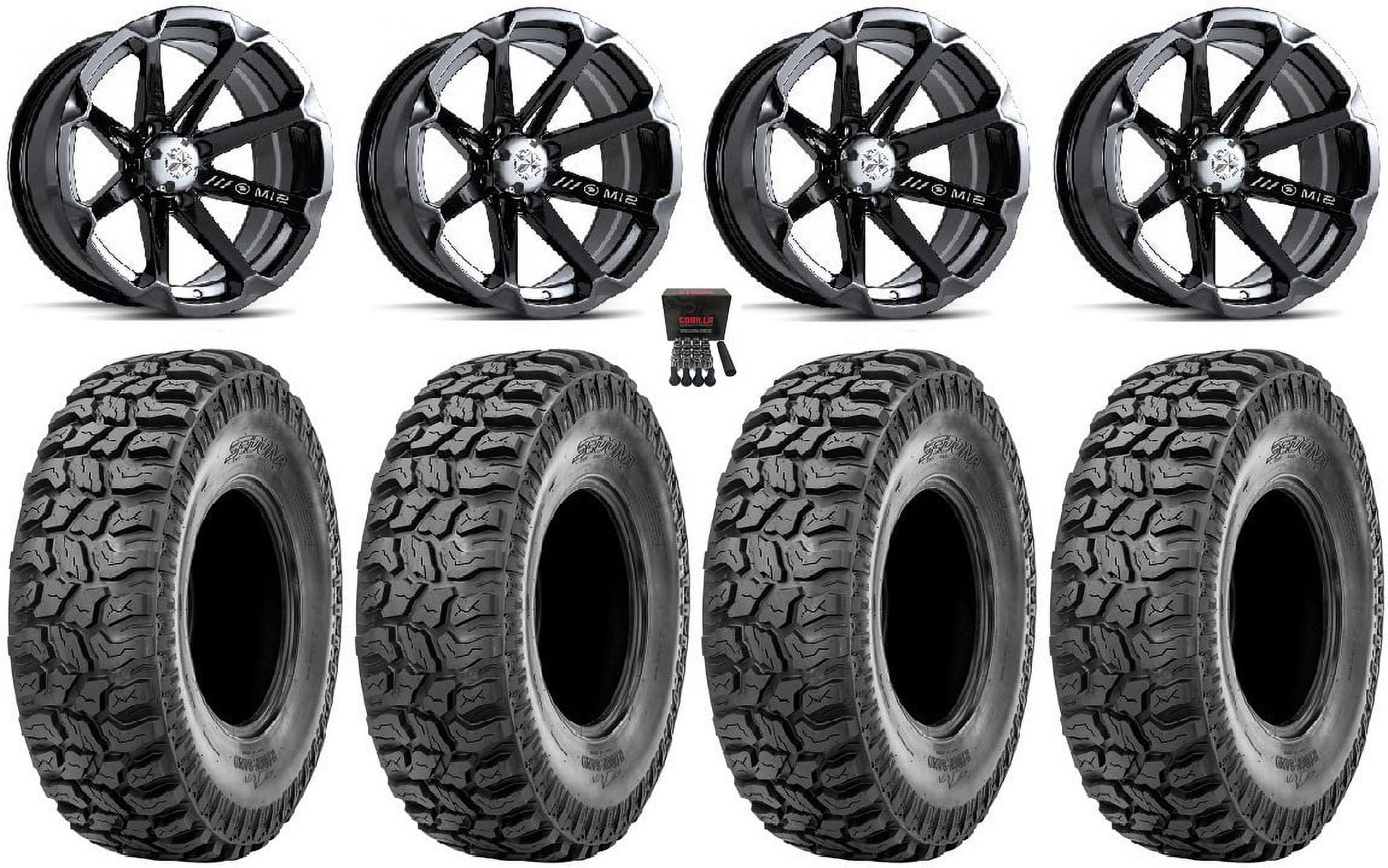 MSA Diesel 14" Wheels Black 27" Ridge Saw 2.0 Tires Honda Rincon Yamaha Rhino Kawasaki Brute ...