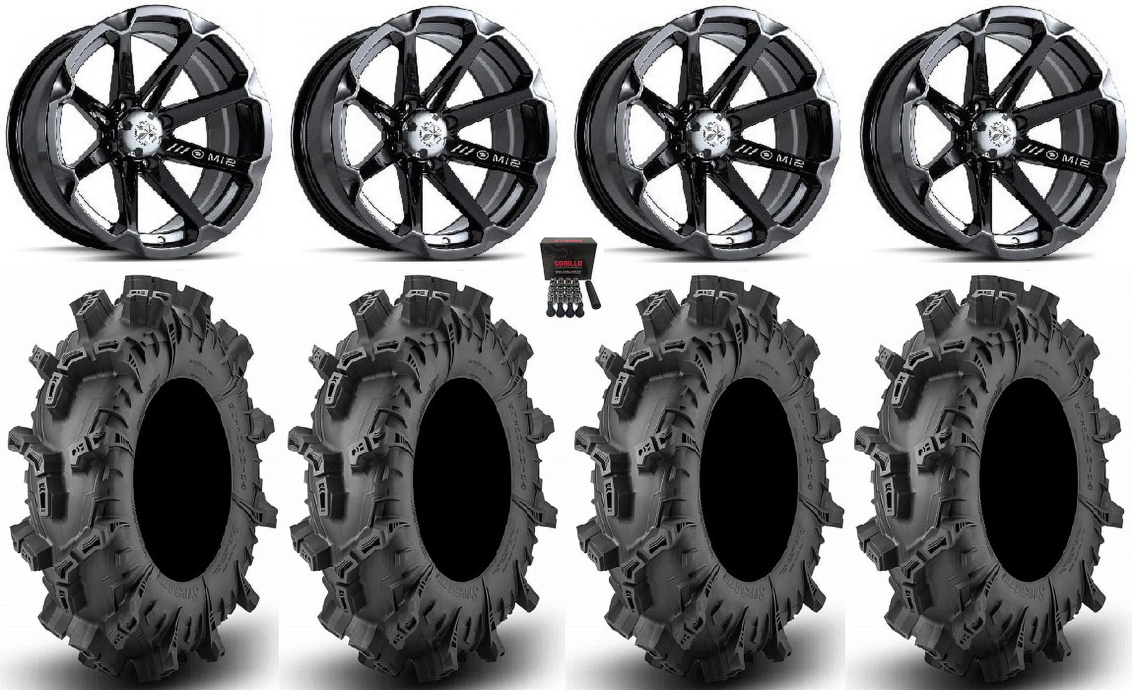 MSA Diesel 14" Wheels Black 28" Terminator Max Tires Yamaha Viking ...