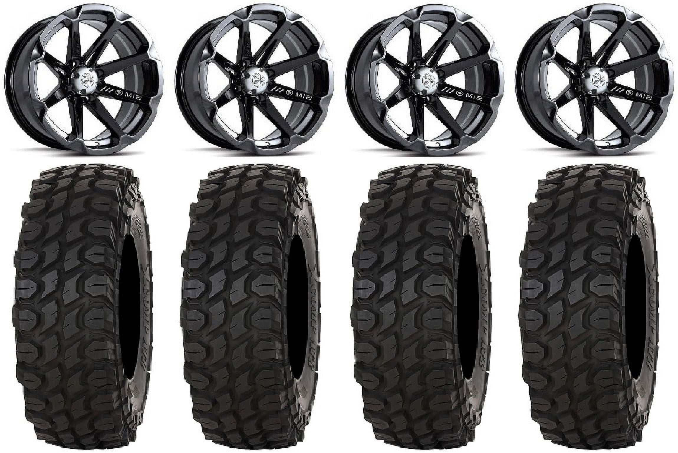 MSA Diesel 14" Wheels Black 28" XComp ATR Tires Honda Rincon Yamaha ...