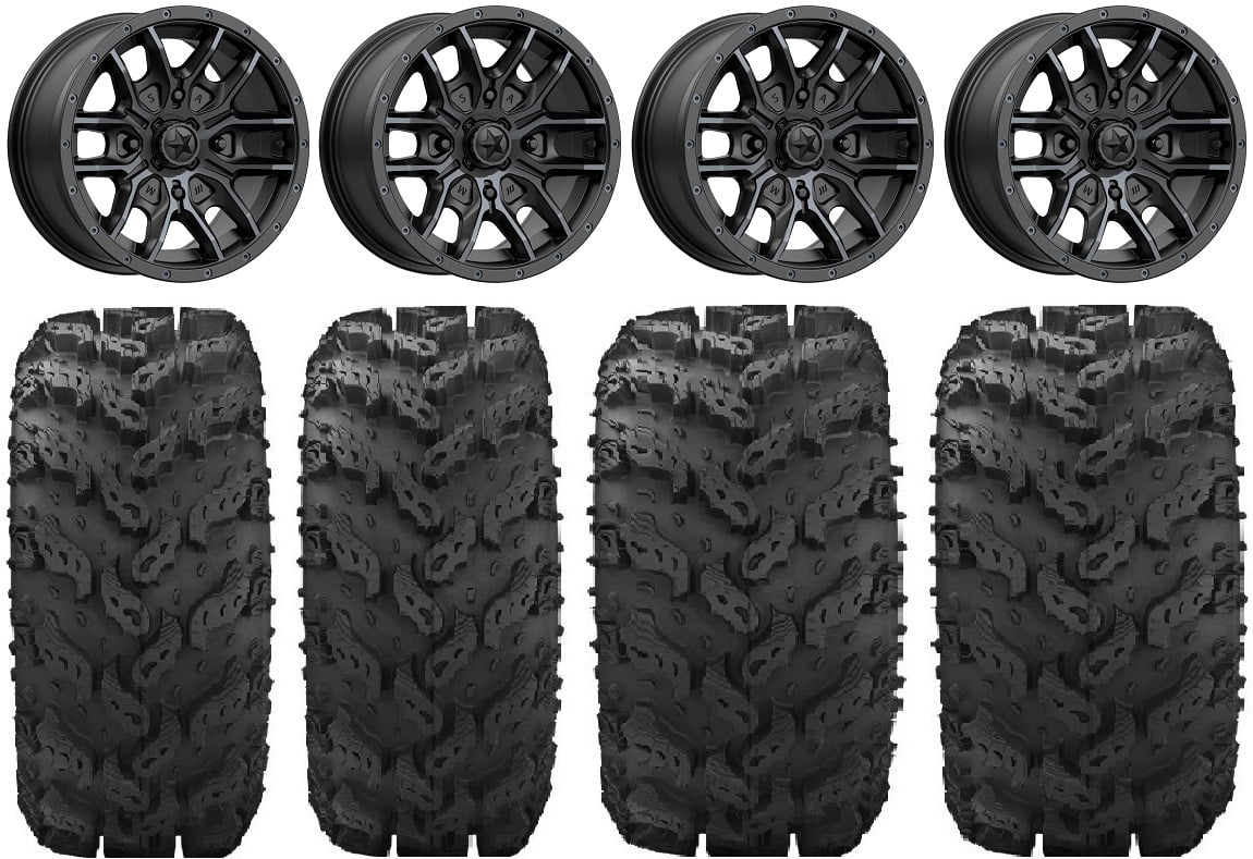MSA Fang 14" Wheels Black 27" Reptile Tires Yamaha Viking Wolverine ...