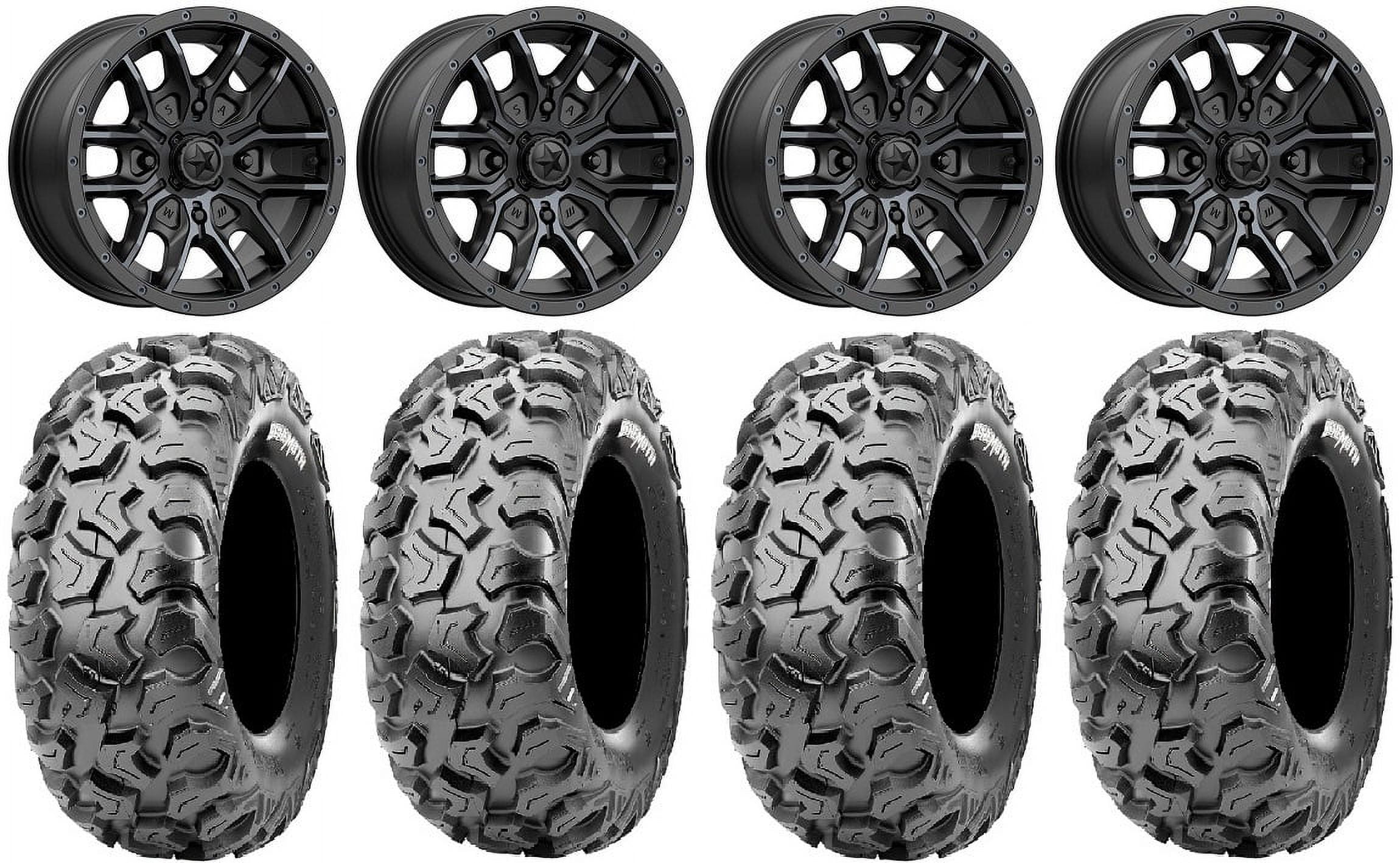 MSA Fang 14" Wheels Black 30" Behemoth Tires Sportsman RZR Ranger ...