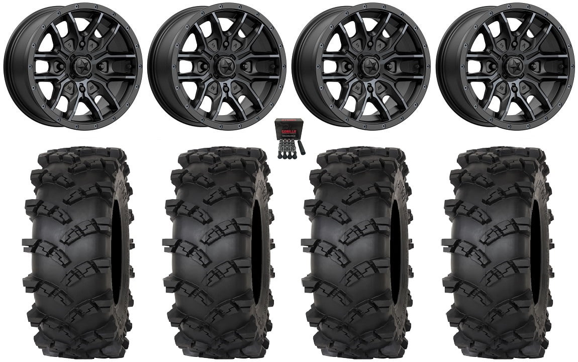MSA Fang 14" Wheels Black 30" Outlaw M/T Tires Polaris RZR XP 1000 ...