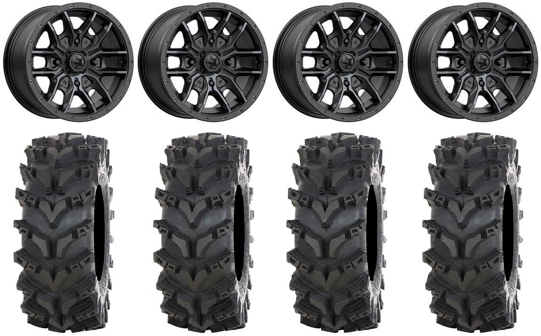 MSA Fang 14" Wheels Black 32" Out&Back Max Tires Yamaha Viking ...
