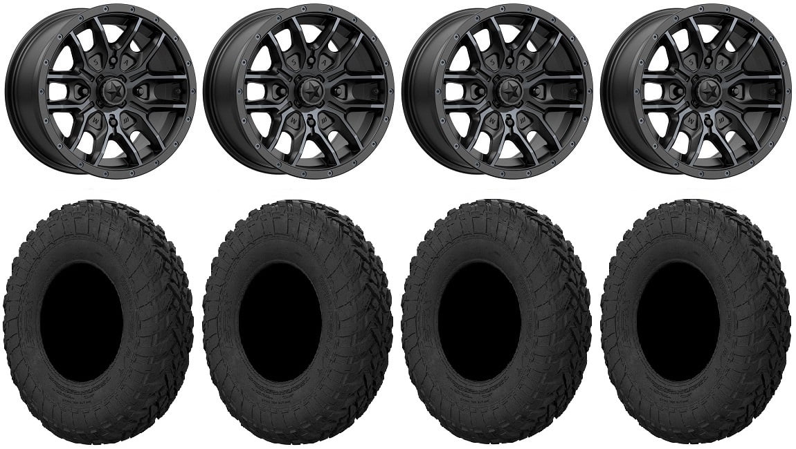 MSA Fang 15" Wheels Black 30" Gripper R/T Tires Polaris RZR XP 1000 / PRO XP / Ranger XP 900/ ...
