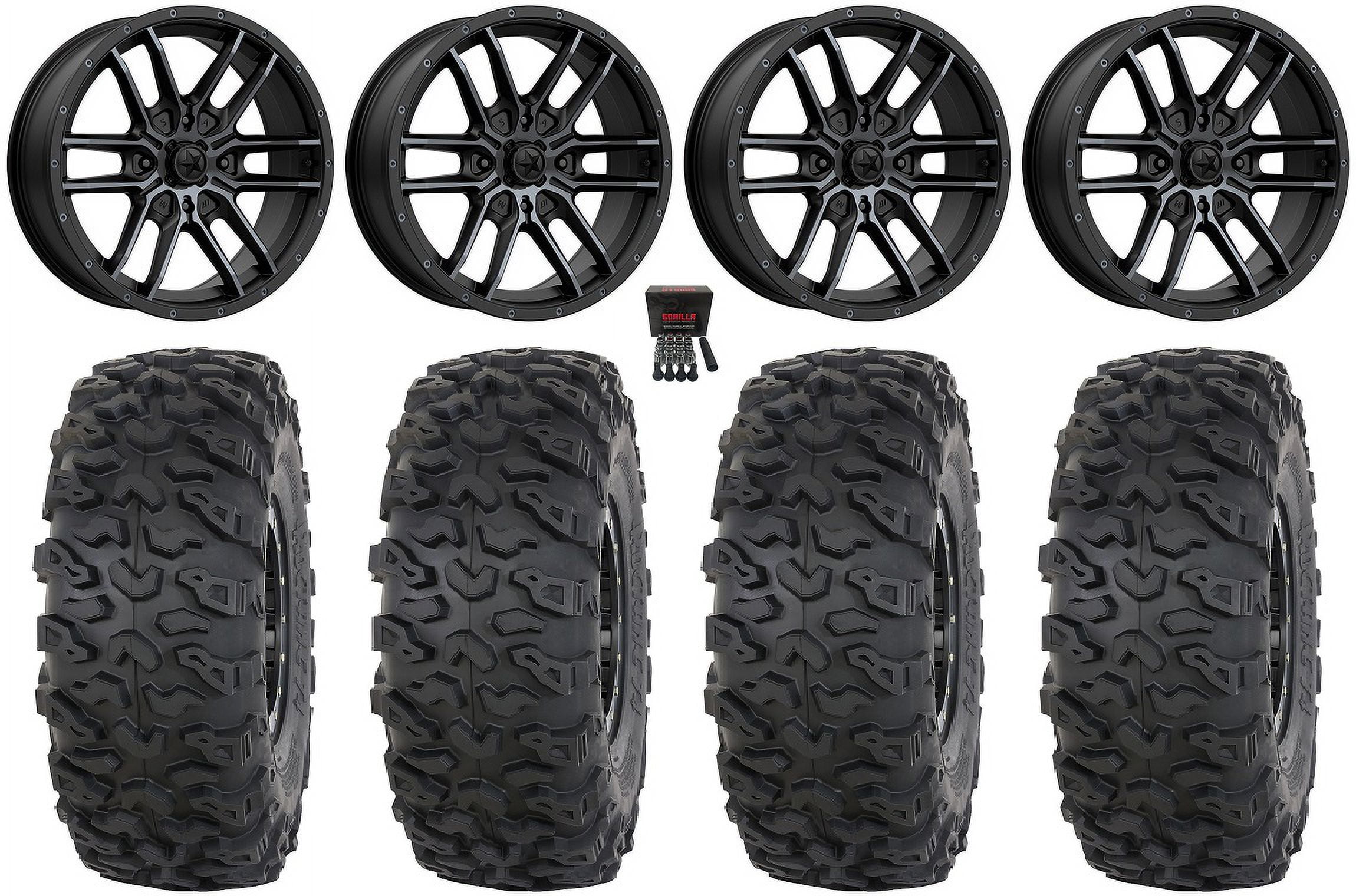 MSA Fang 18" Wheels Black 35" Roctane T4 Tires Can-Am Maverick X3 ...