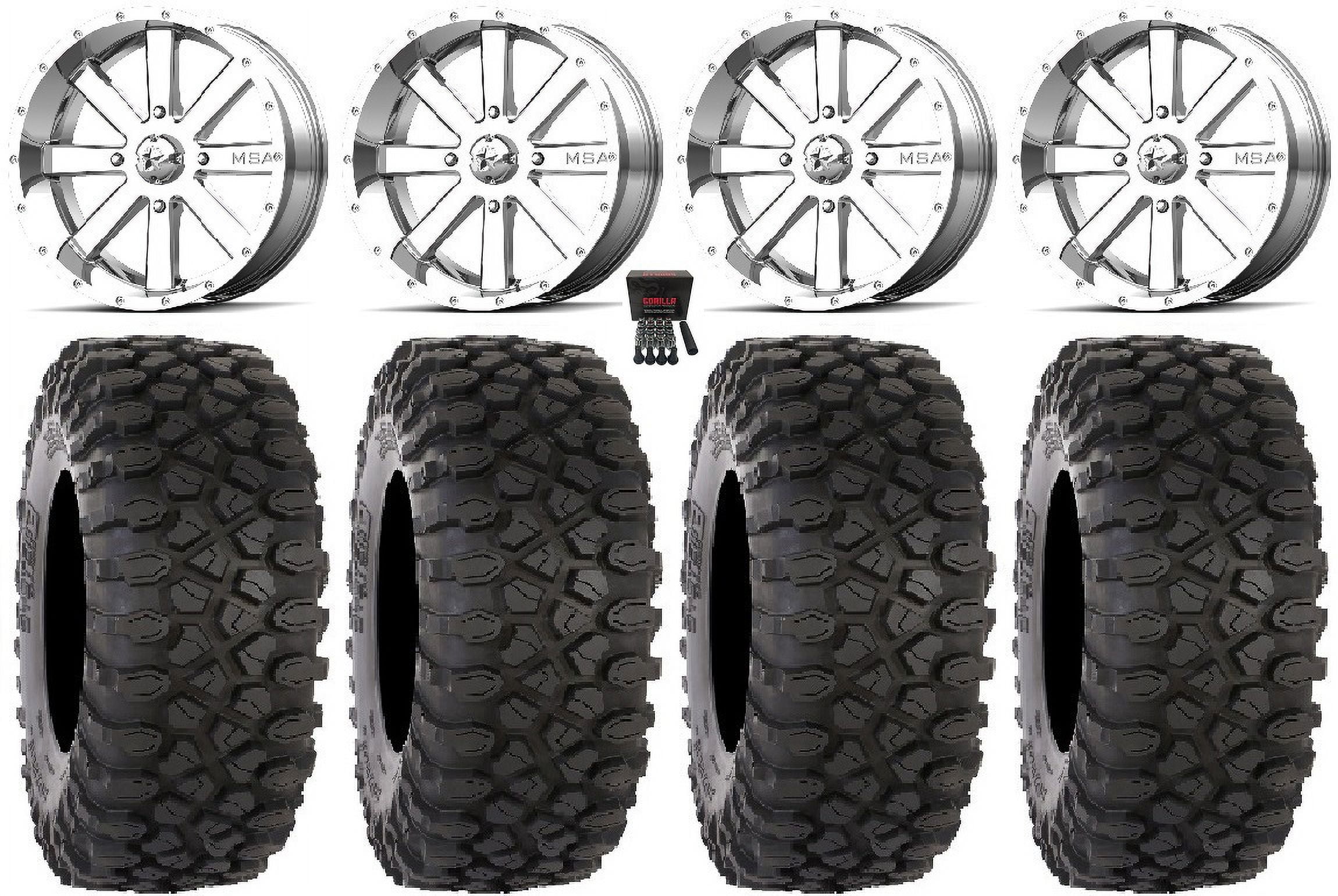 MSA Flash 18" Wheels Chrome 35" XC450 Tires Can-Am Commander Maverick ...