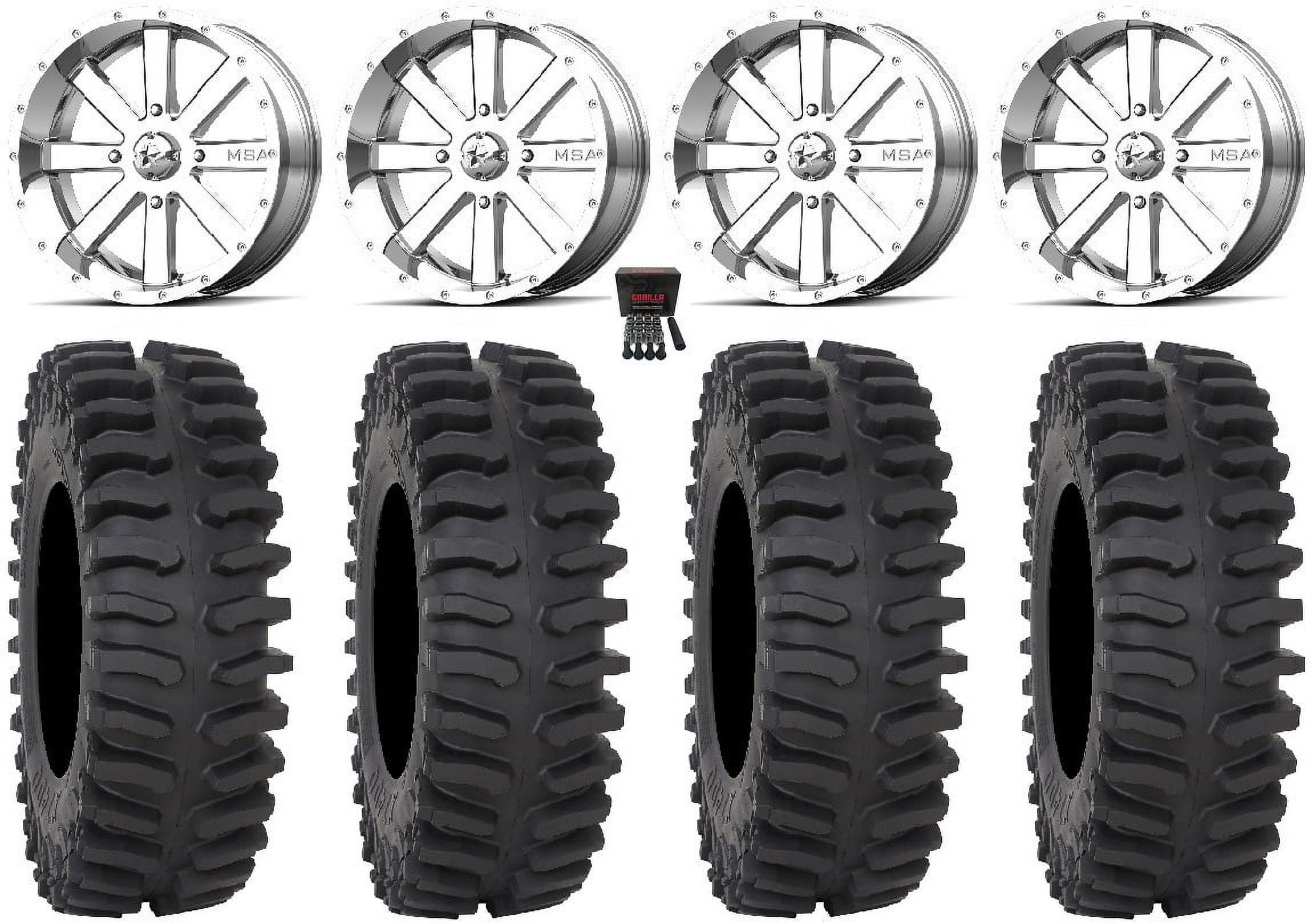 MSA Flash 18" Wheels Chrome 35" XT400 Tires Kawasaki Teryx Mule - Walmart.com