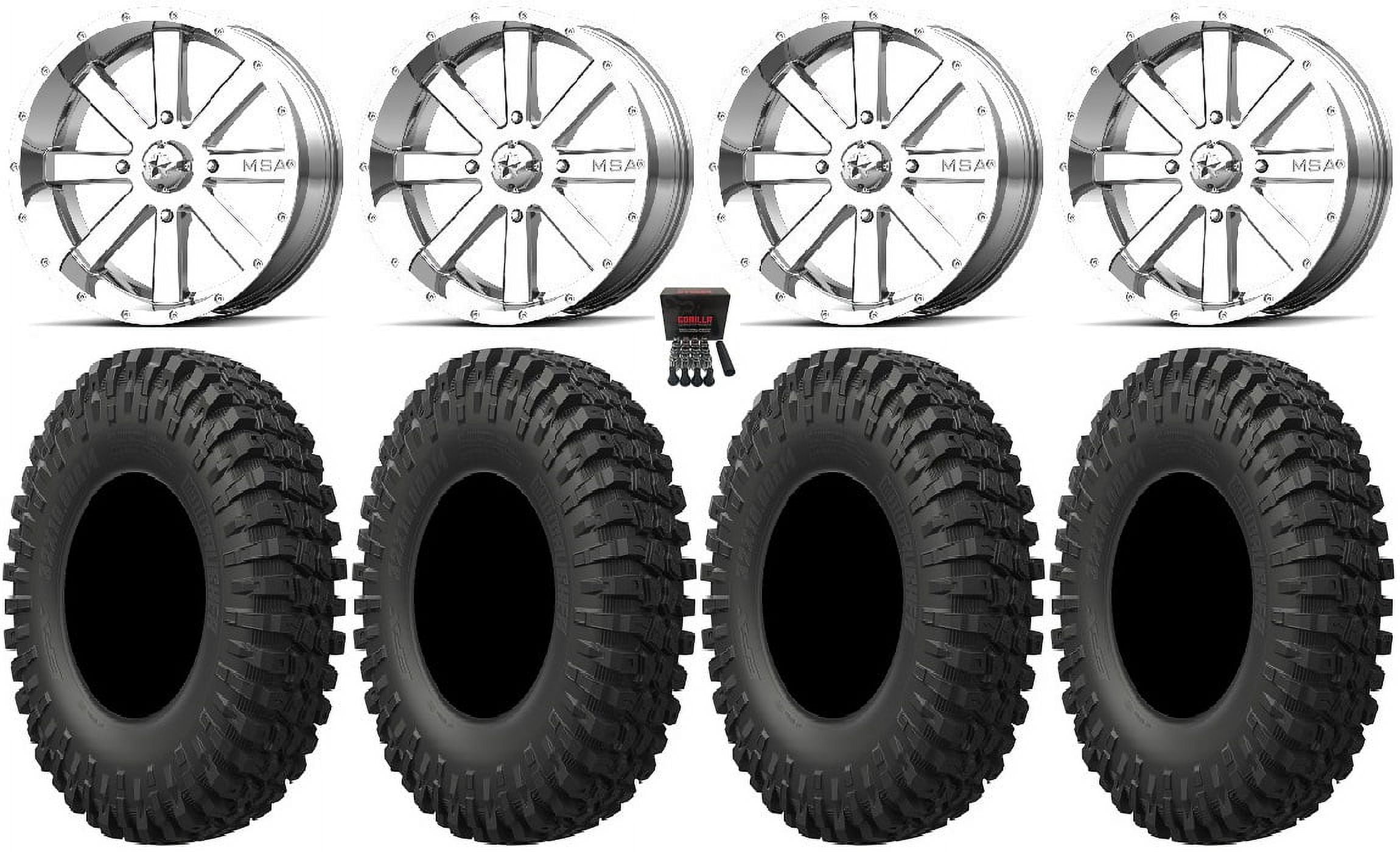 MSA Flash 18" Wheels Chrome 37" MotoCrusher Tires Polaris RZR XP 1000 / PRO XP / Ranger XP 900/ ...