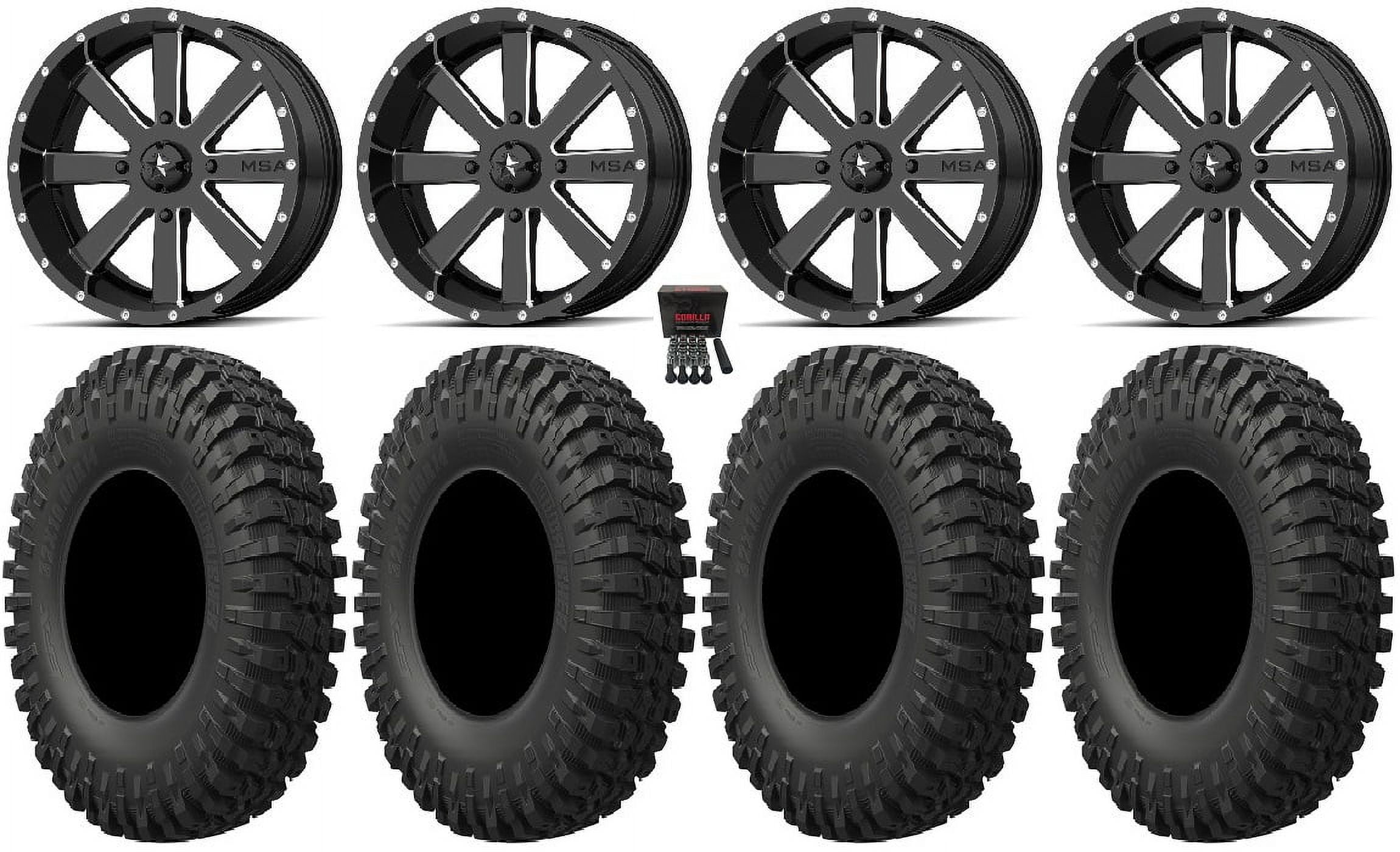 MSA Flash 18" Wheels Milled 37" MotoCrusher Tires Can-Am Maverick X3 ...