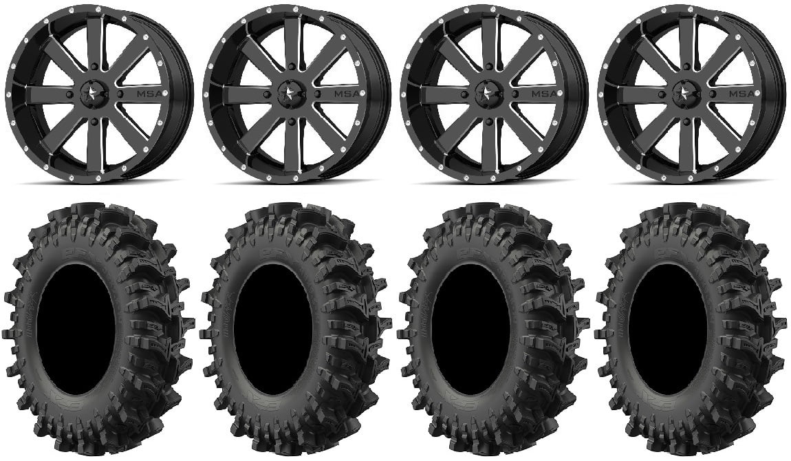 MSA Flash 20" Wheels Milled 33" MotoSlayer Tires Kawasaki Teryx Mule ...