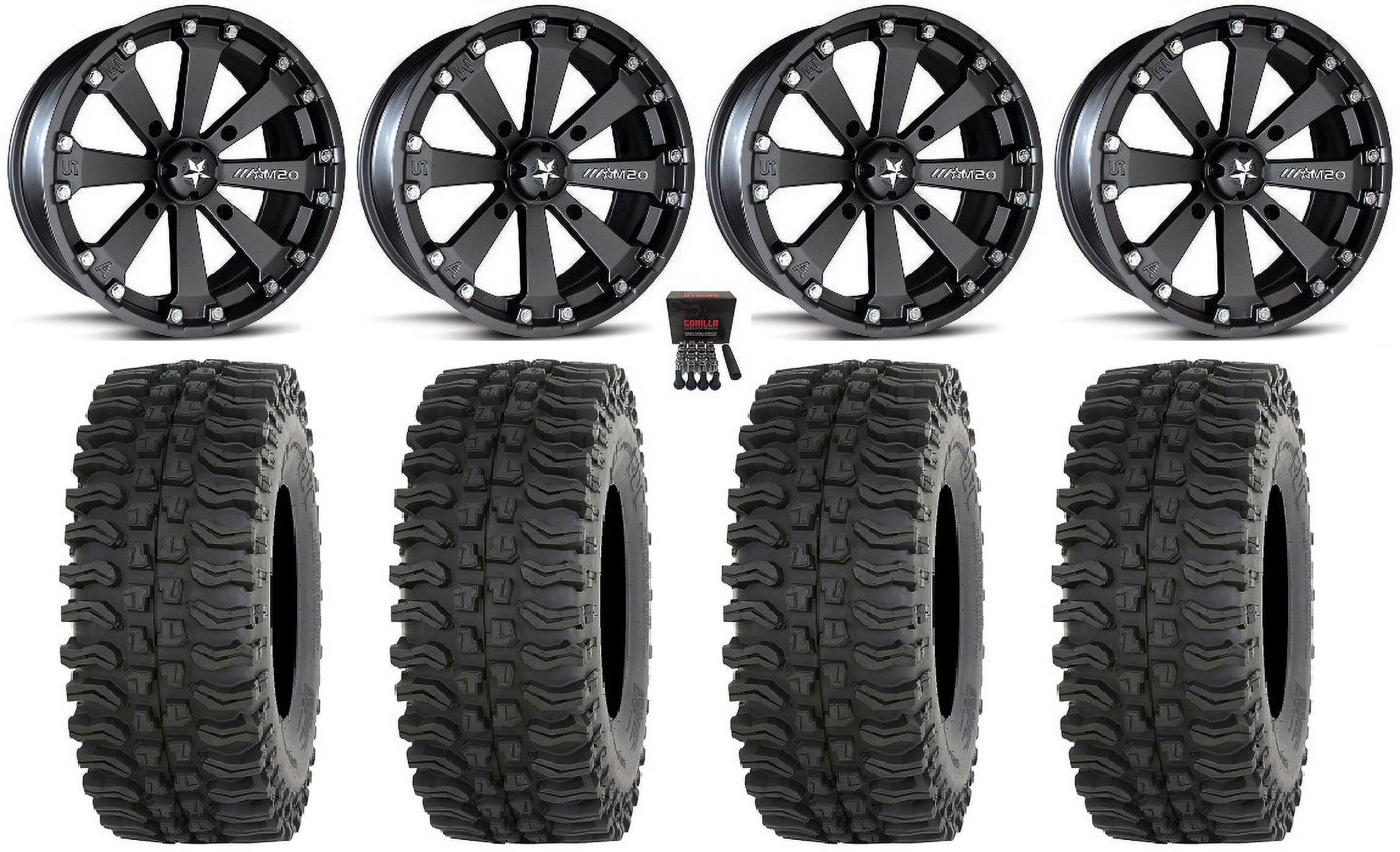 MSA Kore 14" Wheels Black 23" BDC Tires Polaris RZR 170 Honda Recon ...