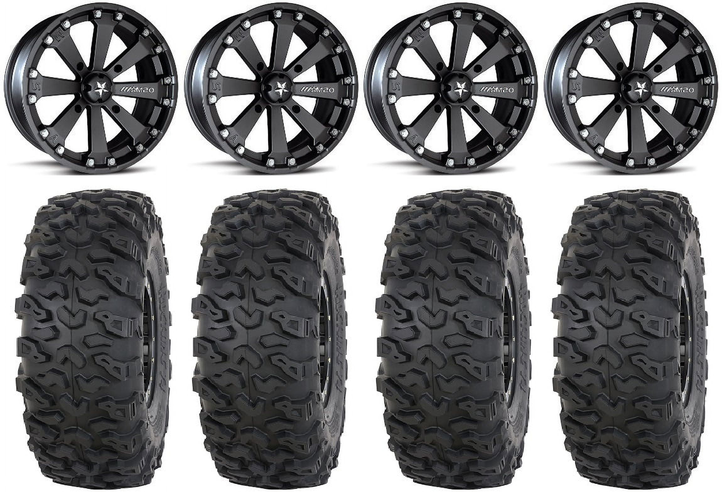 MSA Kore 14" Wheels Black 27" Roctane T4 Tires Honda Rincon Yamaha ...