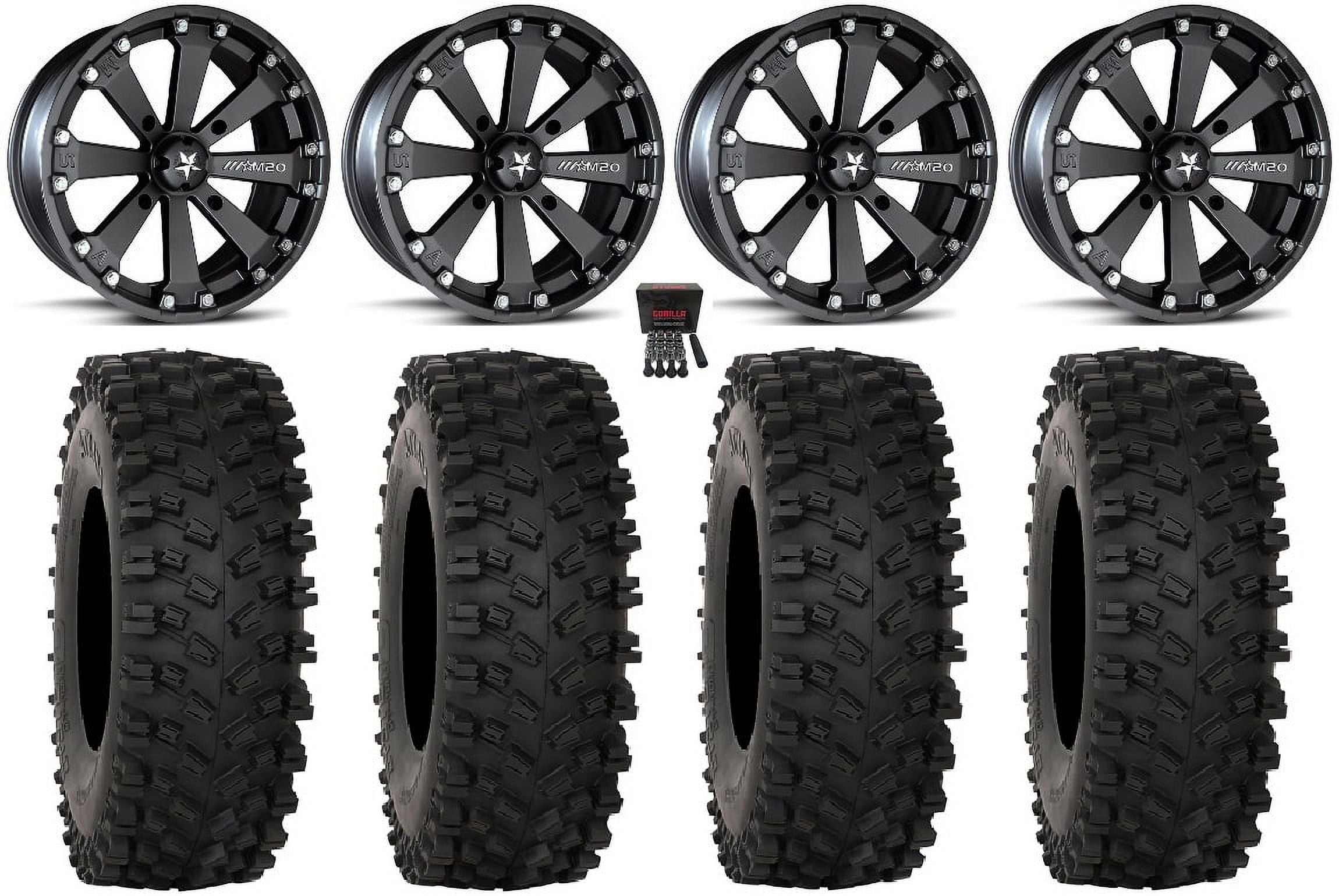 MSA Kore 14" Wheels Black 28" ATX470 Tires Honda Foreman Rancher SRA ...