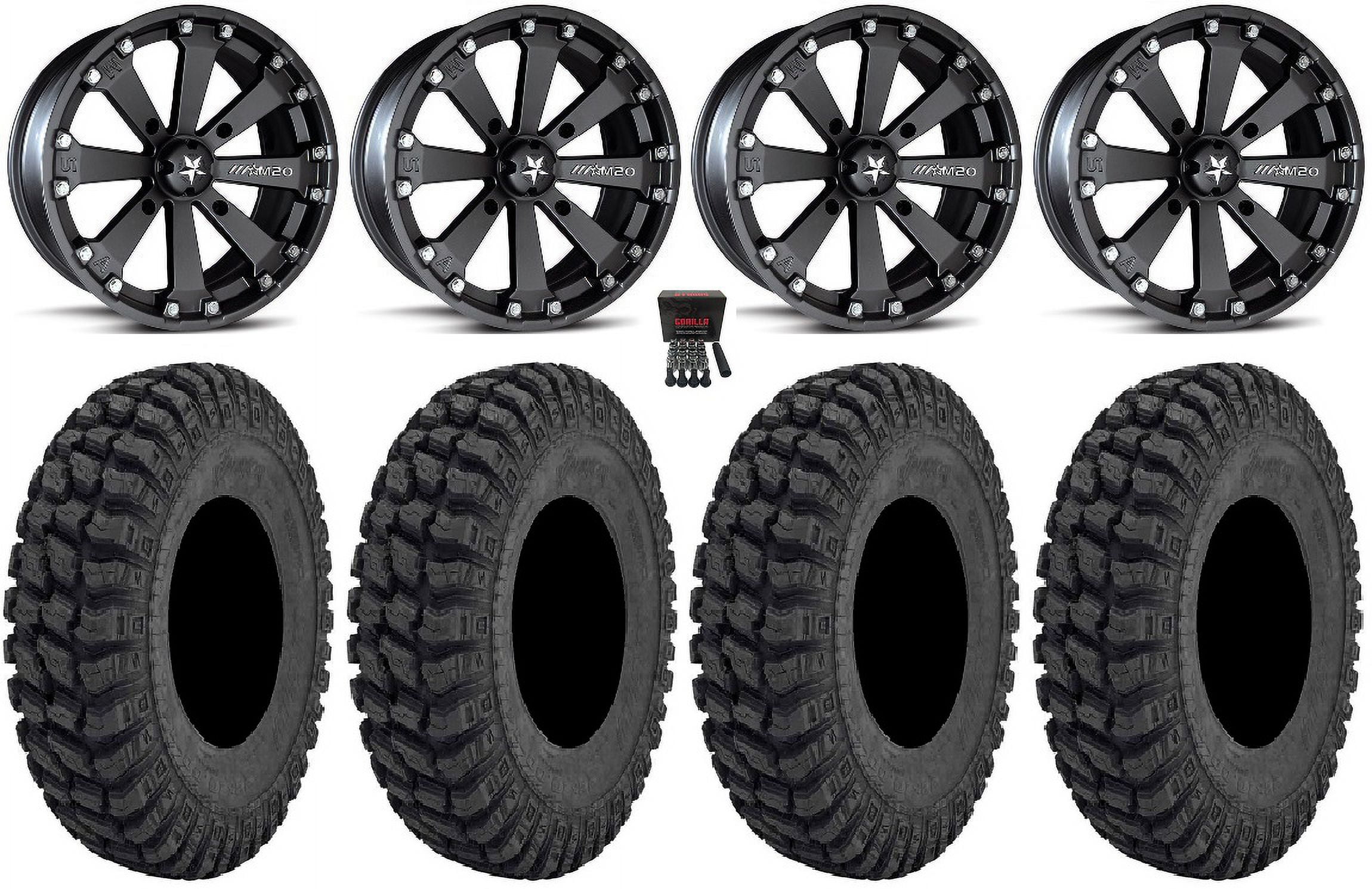 MSA Kore 14" Wheels Black 28" Warrior AT Tires Can-Am Commander ...