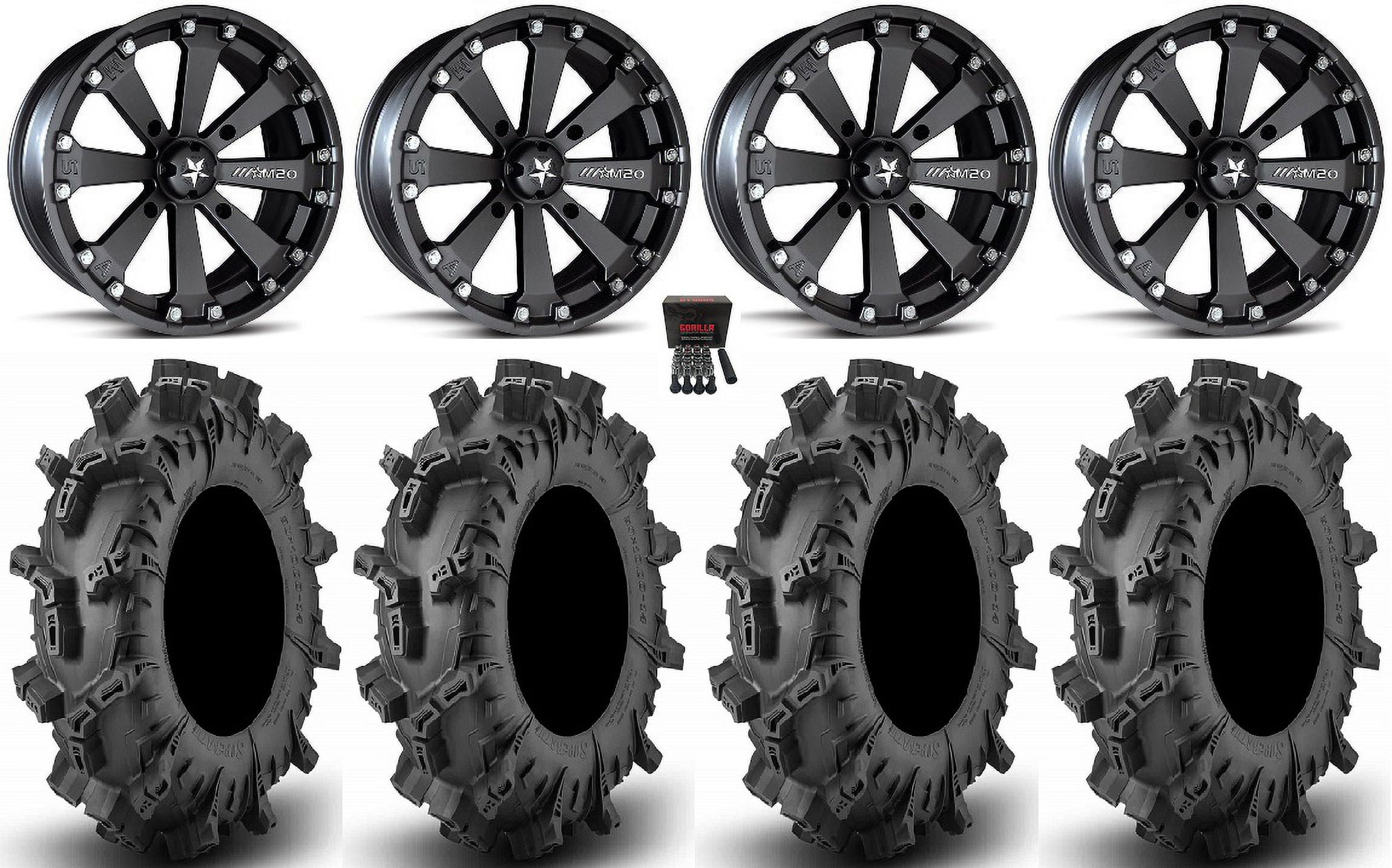 MSA Kore 14" Wheels Black 30" Terminator Max Tires Can-Am Commander ...