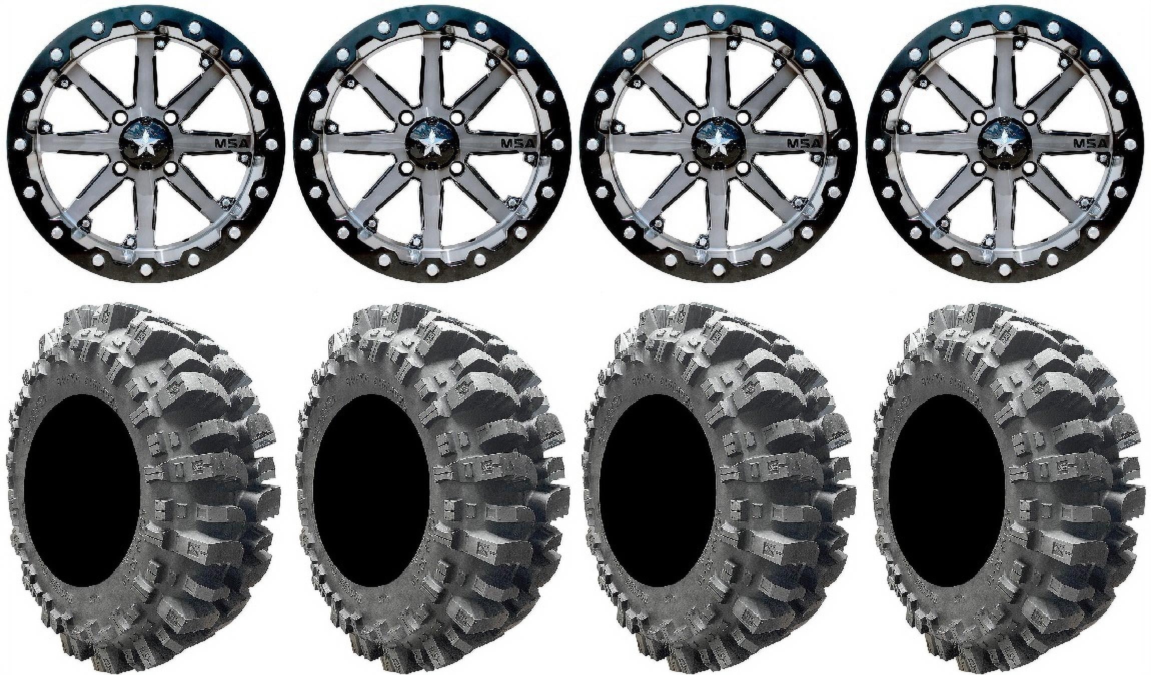 MSA Lok 14" UTV Wheels 27" Bogger Tires Yamaha Viking Wolverine ...