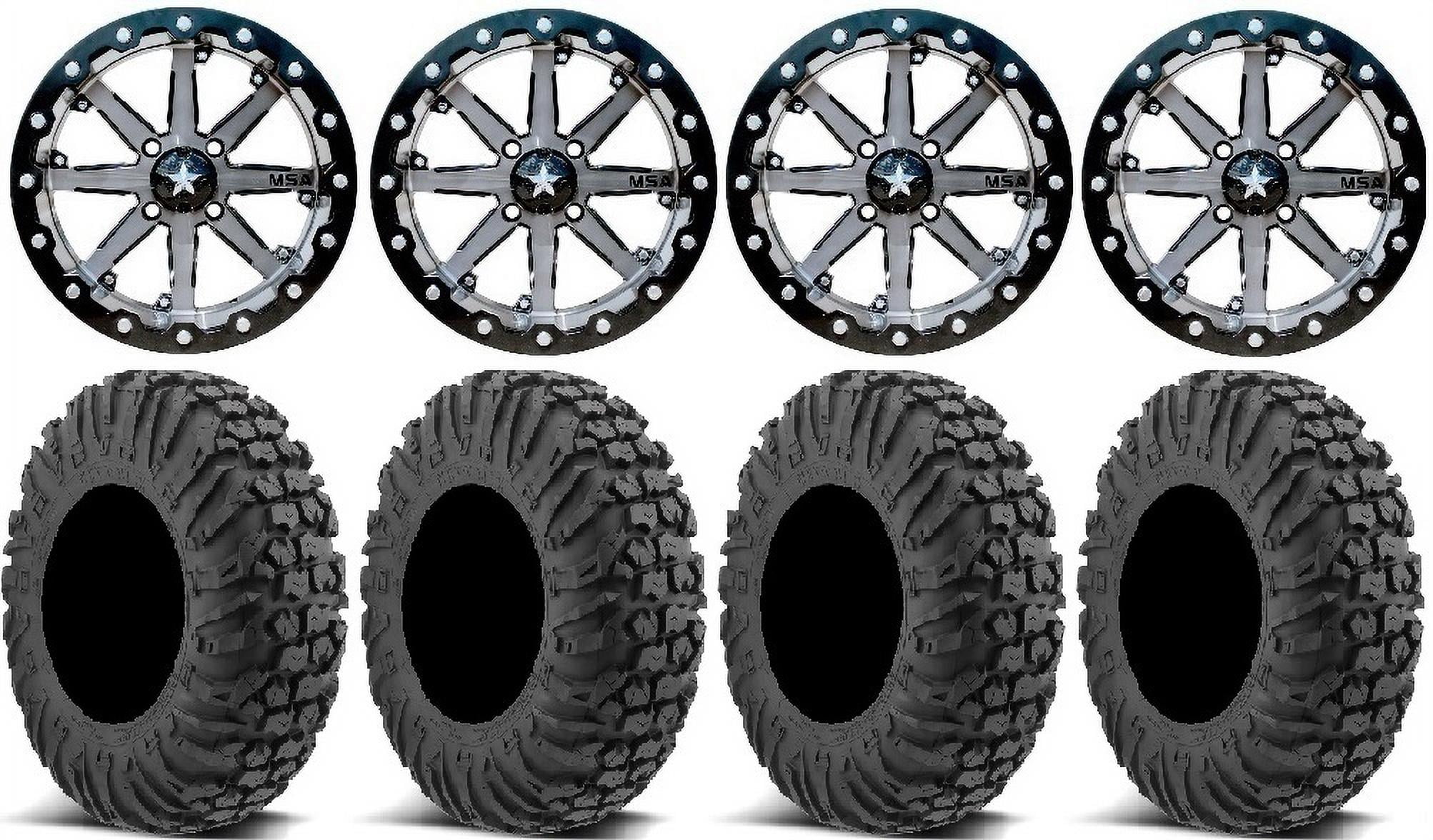 MSA Lok 14" UTV Wheels 27" MotoVator Tires Polaris RZR XP 1000 / PRO XP ...