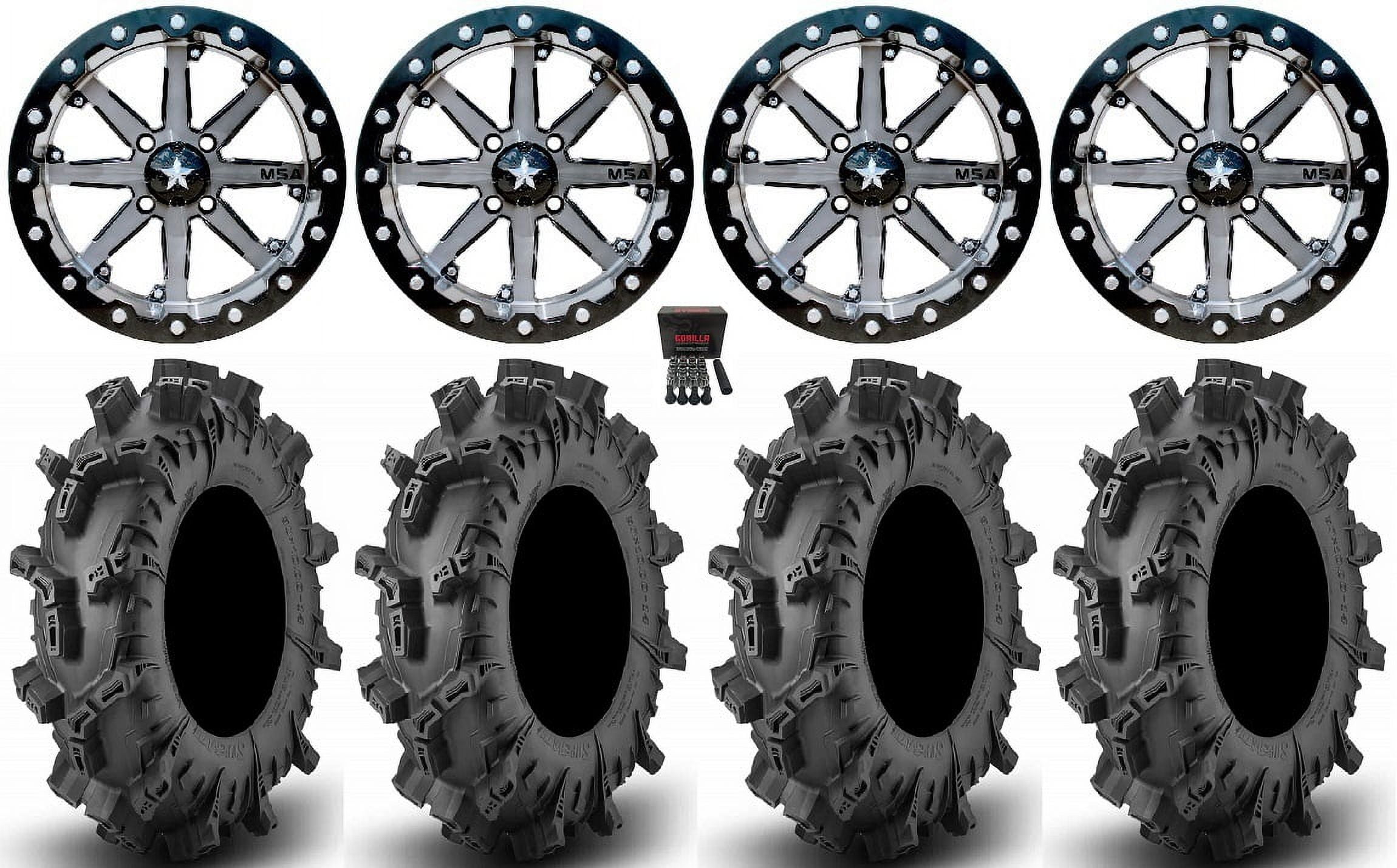 MSA Lok 14" Wheels Gunmetal 30" Terminator Max Tires Polaris RZR XP ...