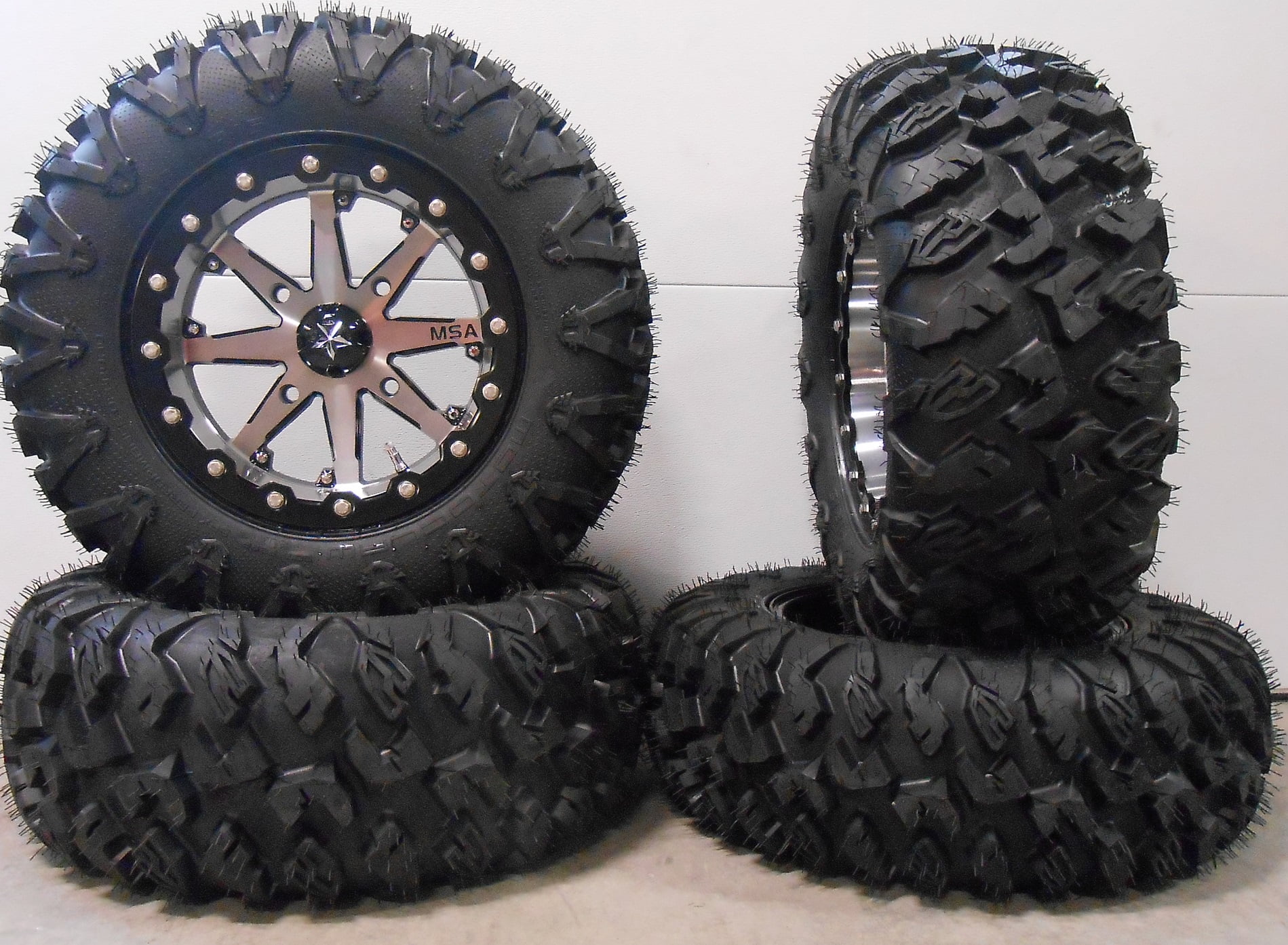 MSA Lok 15" UTV Wheels 28" MotoClaw Tires Can-Am Maverick X3 / Honda ...