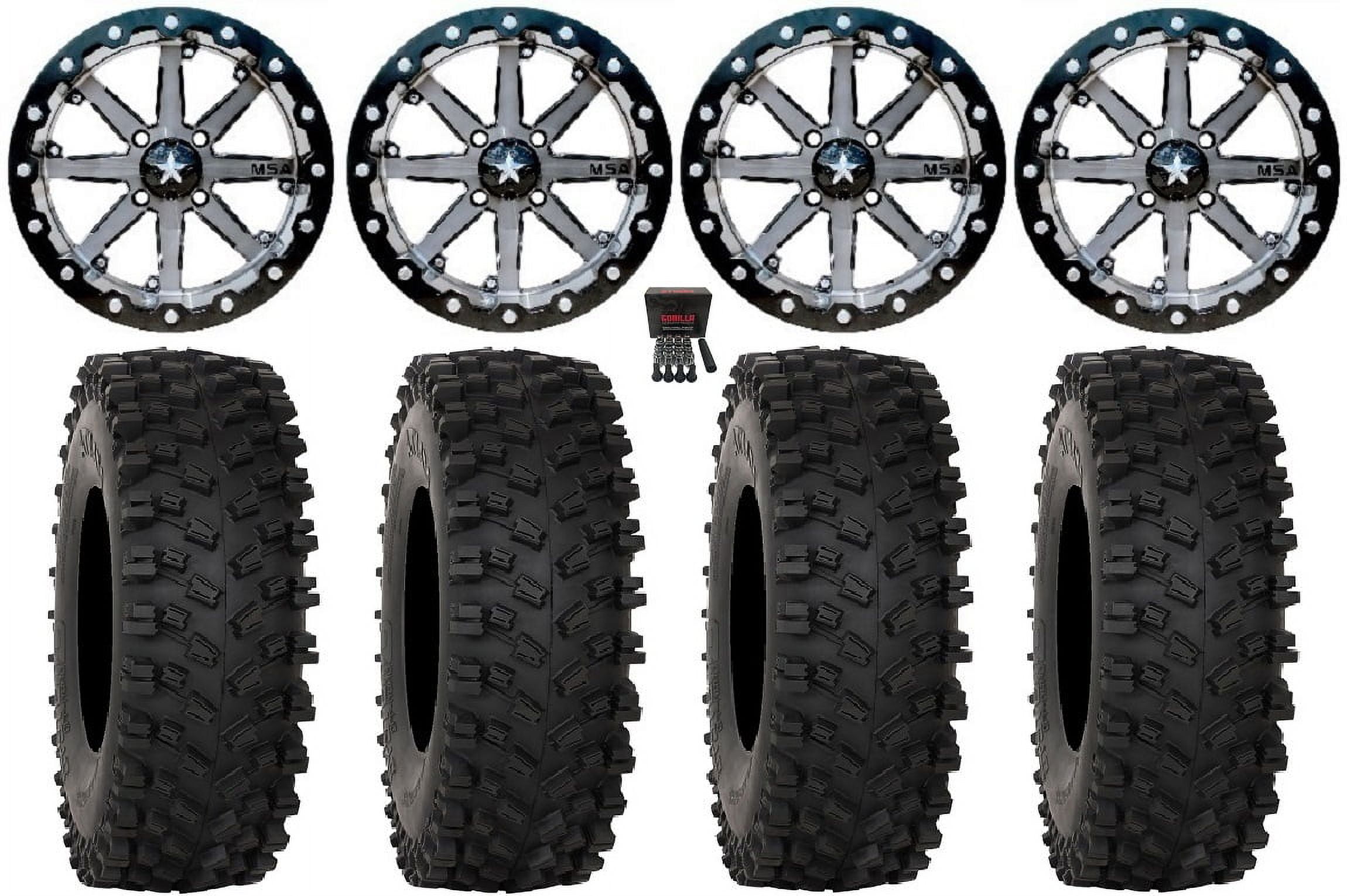 MSA Lok 15" Wheels Gunmetal 32" ATX470 Tires Can-Am Commander Maverick ...