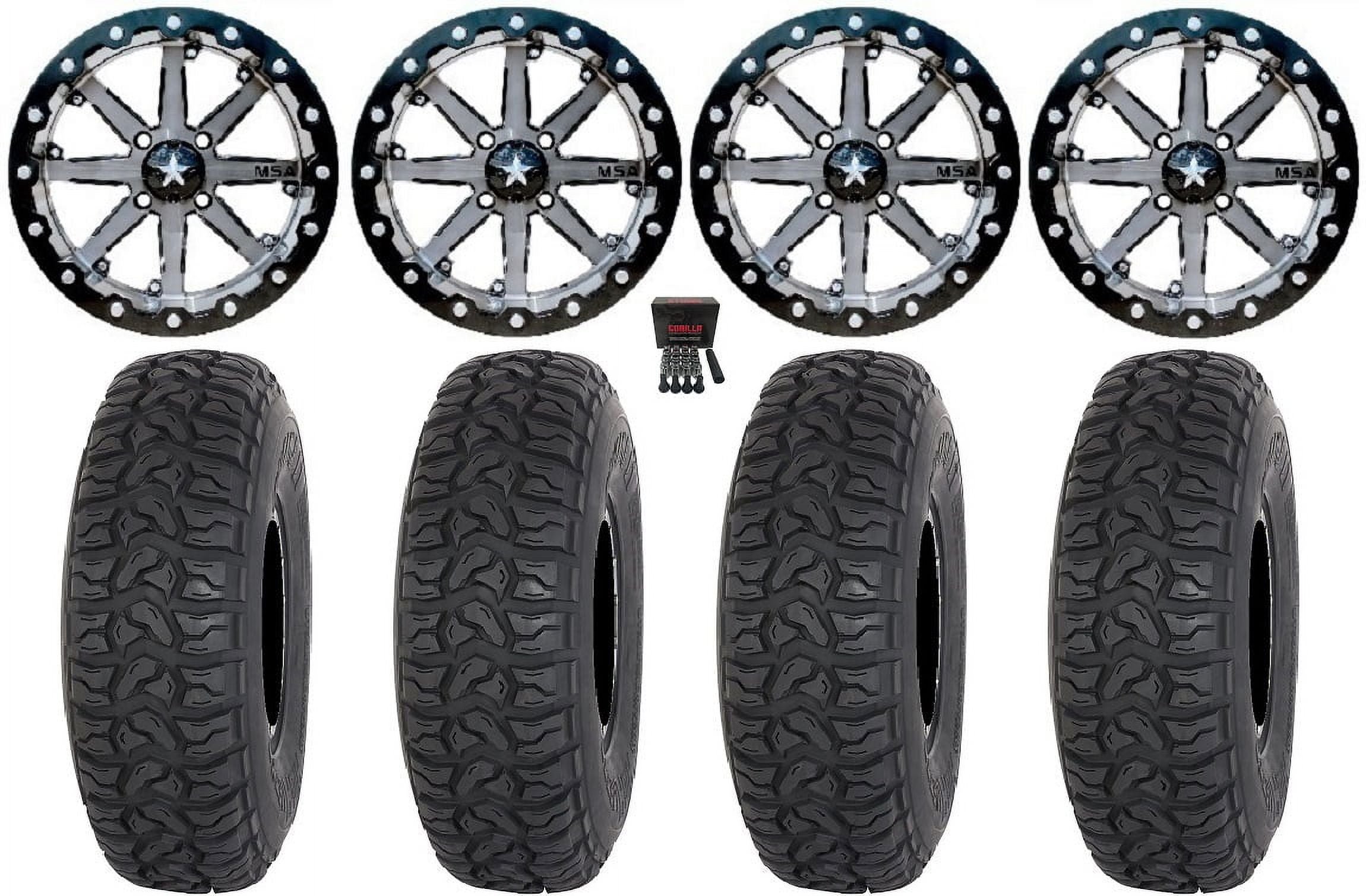 MSA Lok 15" Wheels Gunmetal 33" Chicane LT Tires Kawasaki Mule Pro FXT ...