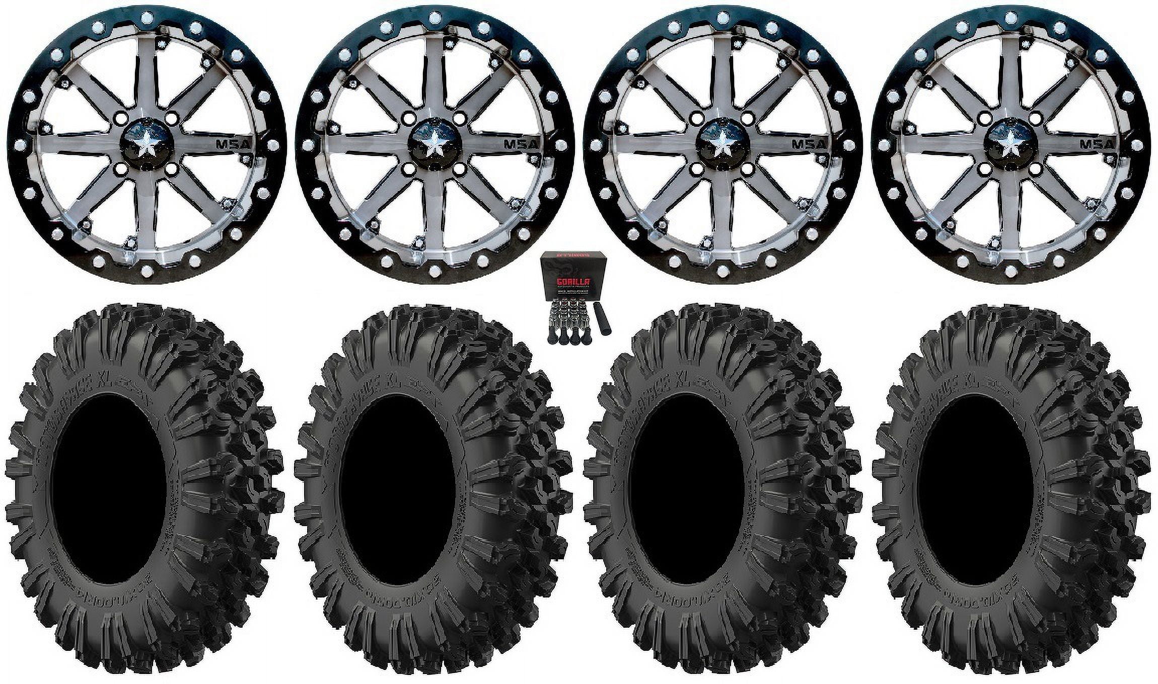 MSA Lok 16" ATV Wheels 30" MotoRavage XL Tires Can-Am Commander ...