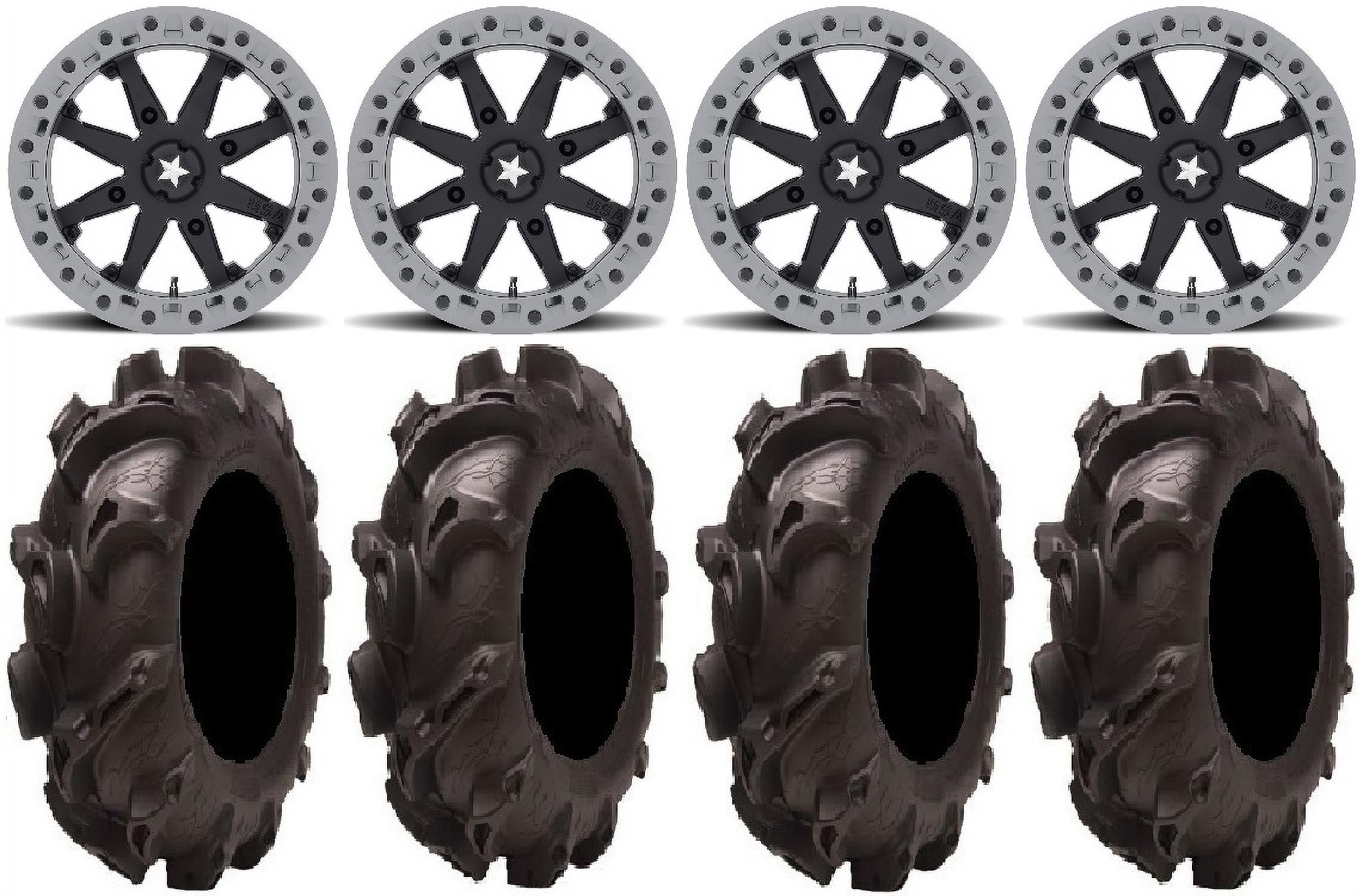 MSA Lok2 Beadlock 14" UTV Wheels 32" Mammoth Mayhem Tires Yamaha Viking ...